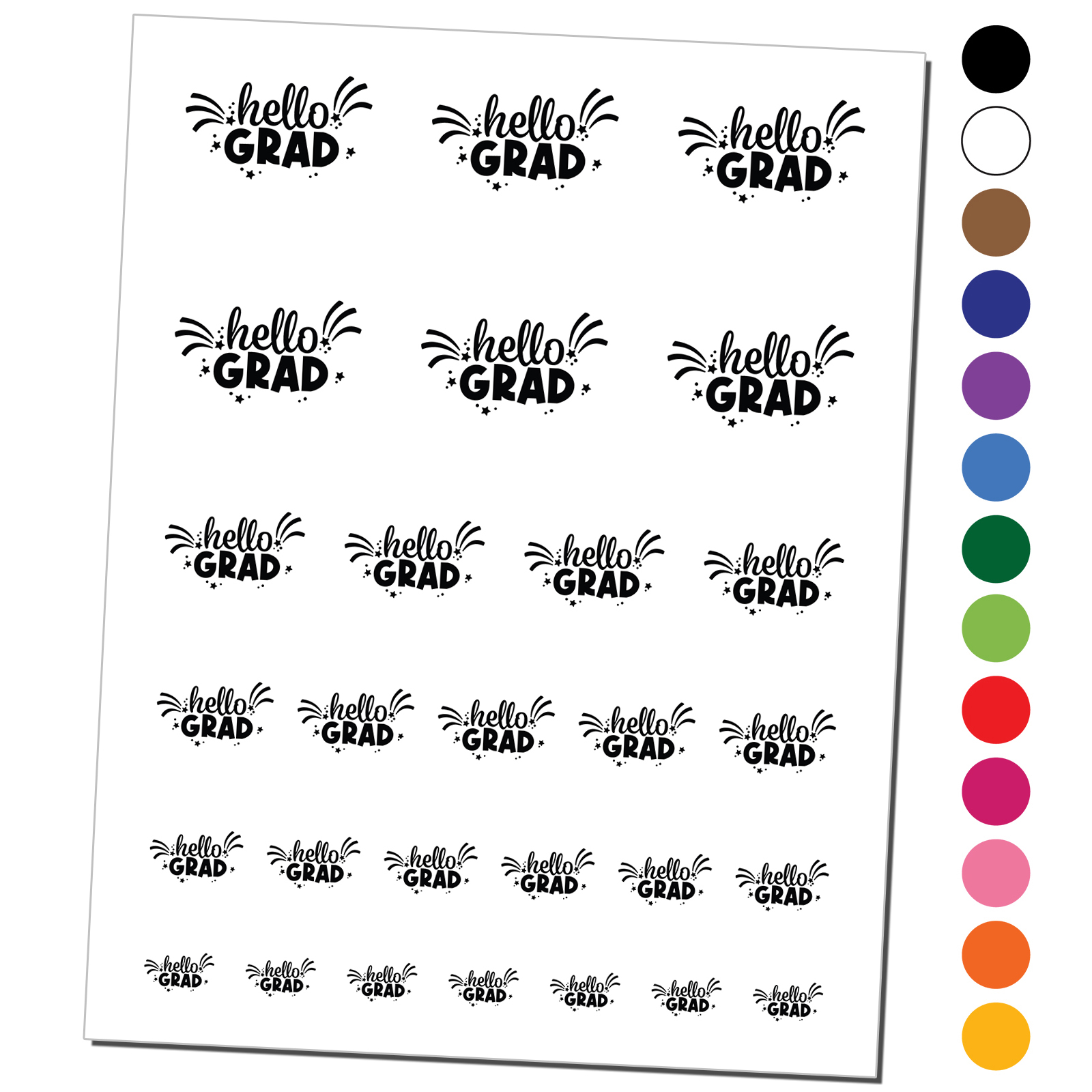 Hello Grad Graduation Water Resistant Temporary Tattoo Set Fake Body ...