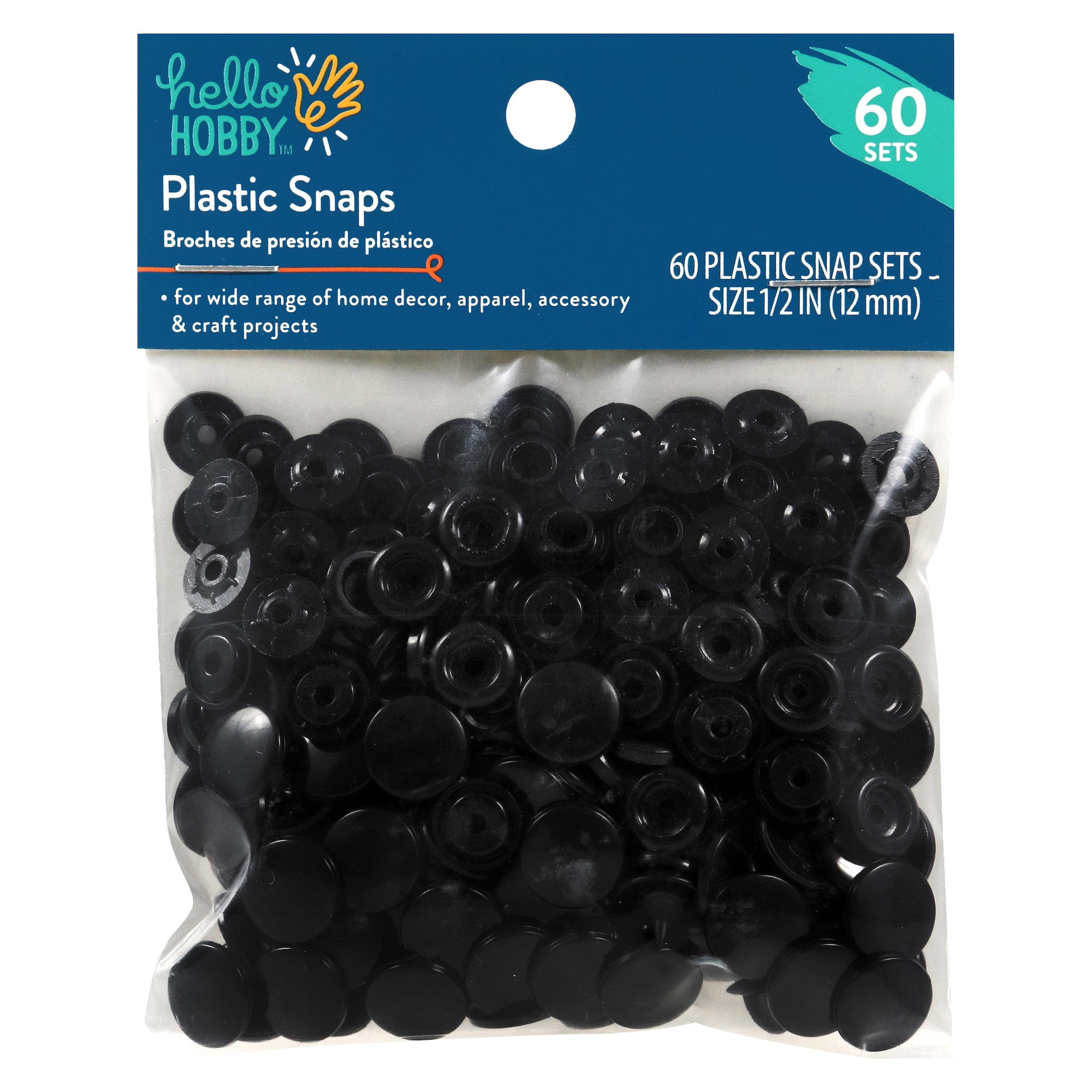 Hello Hobby 1/2" Plastic Black Snap Fasteners, 60 Count - Walmart.com