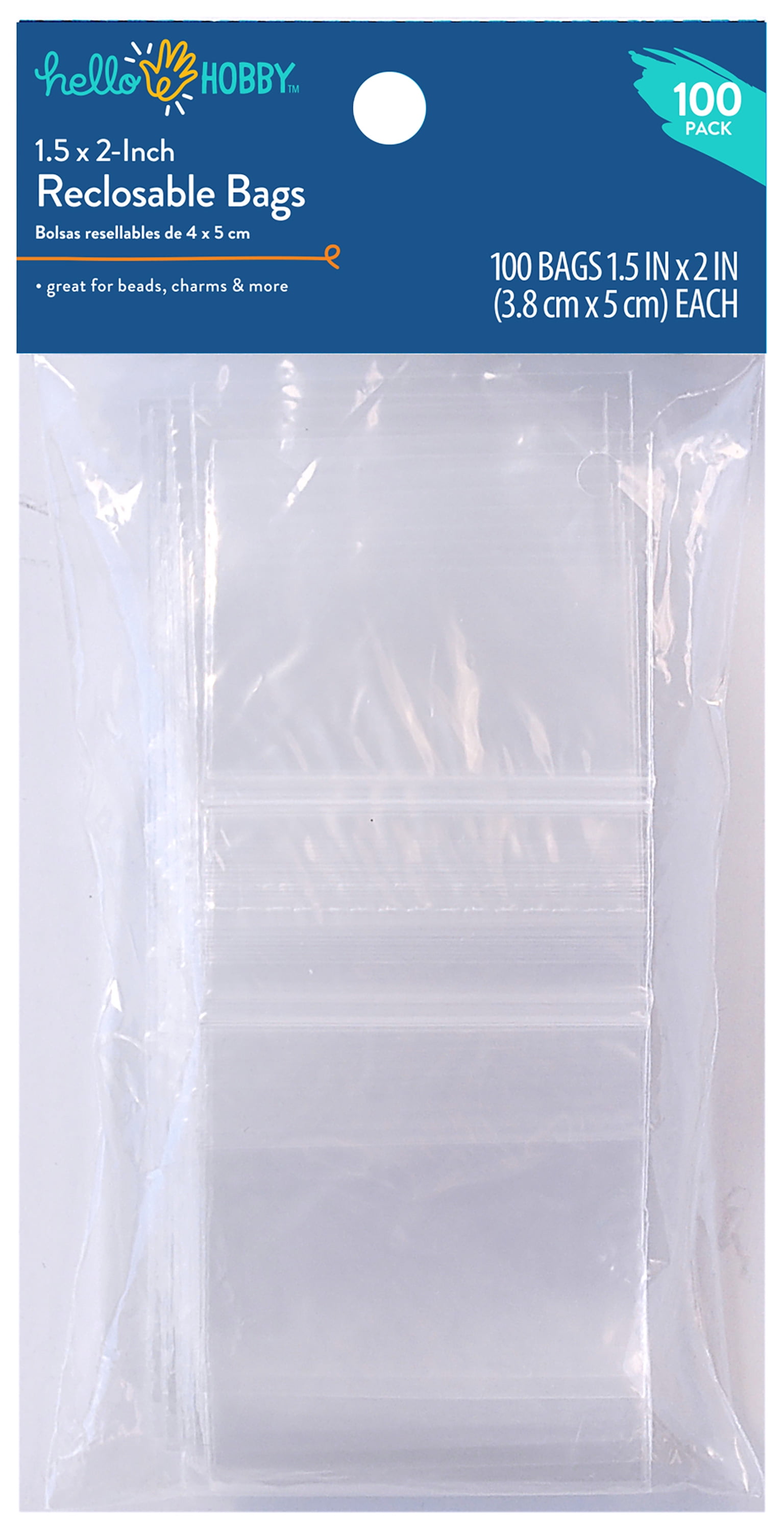 Hello Hobby 1.5"x 2" Reclosable Plastic Bags 100-Pack – Small Clear Zip ...