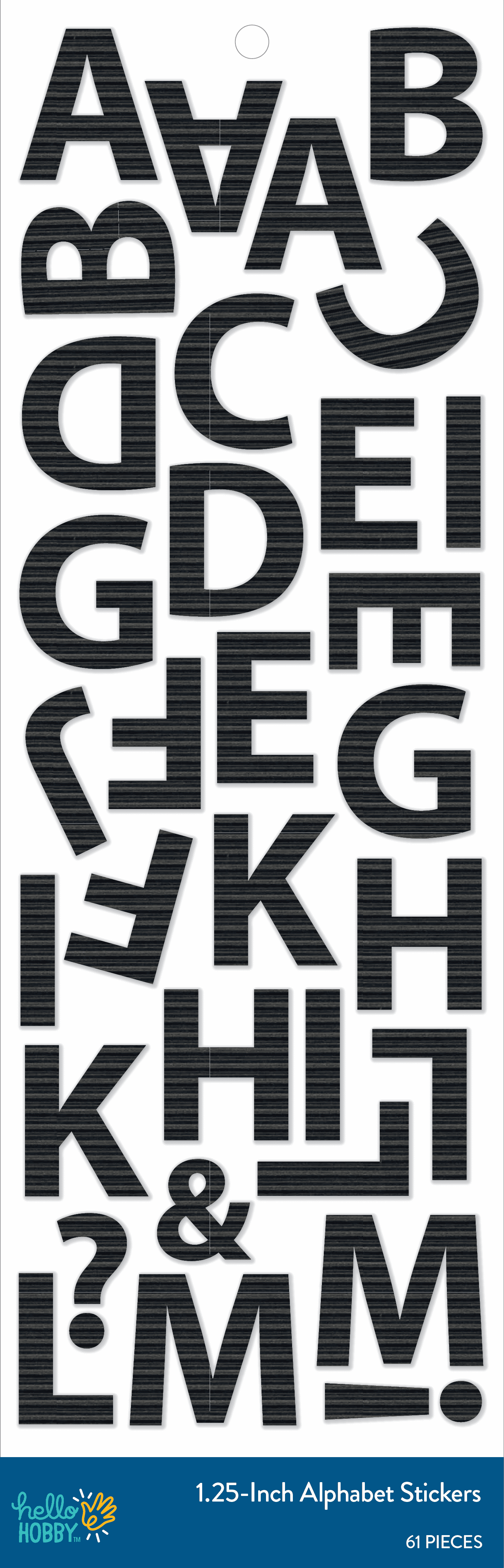 Hello Hobby 1" Alphabet Sticker Sheet - BLACK CRIMPED - Walmart.com
