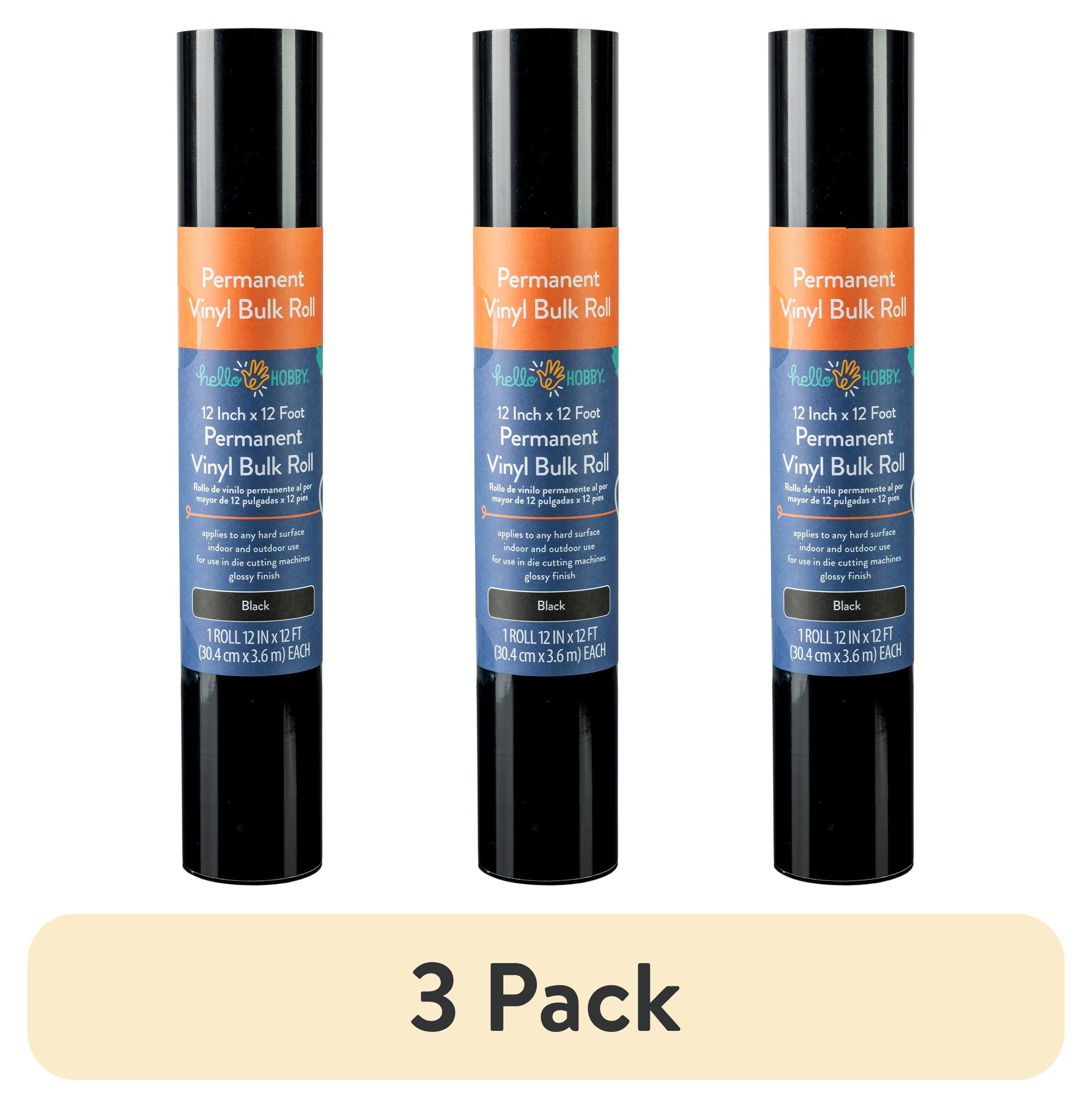(3 pack) Hello Hobby 12" x 12' Black Permanent Craft Vinyl Bulk Roll ...