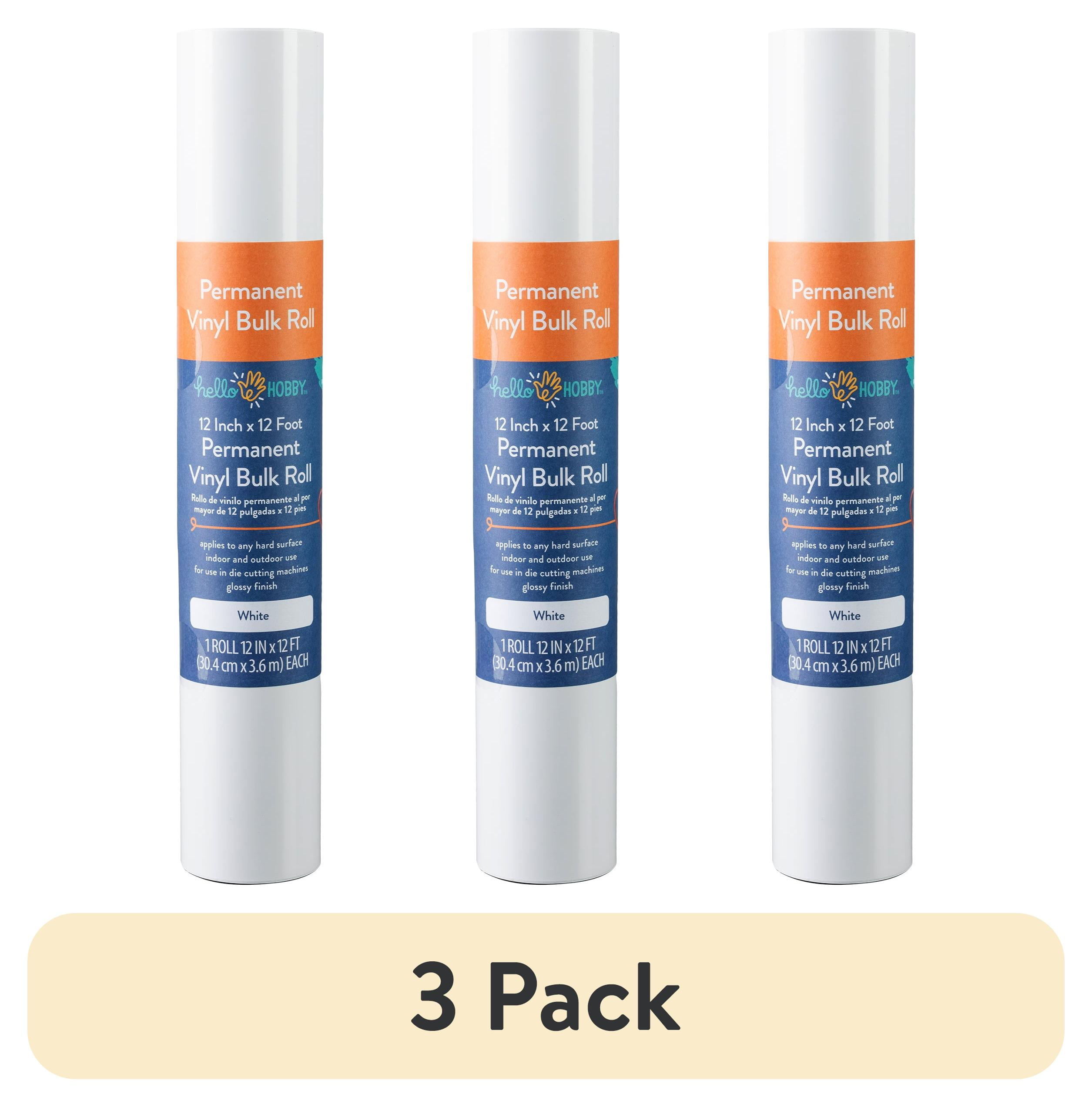 (3 pack) Hello Hobby 12" x 12' White Permanent Craft Vinyl Bulk Roll ...