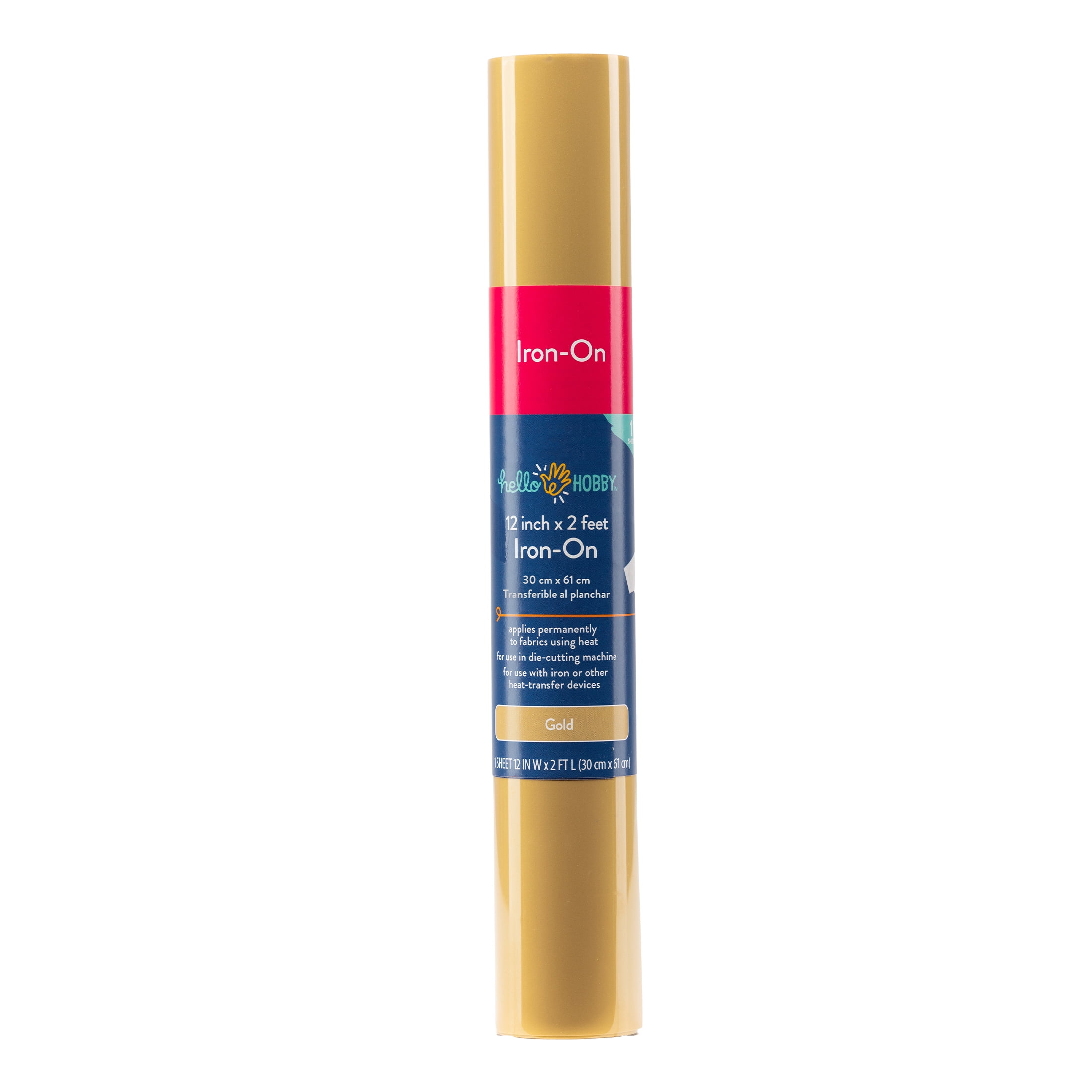 Hello Hobby 12" x 2' Gold Iron-On Craft Vinyl Roll - Walmart.com