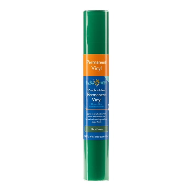 Hello Hobby 12" x 4' Dark Green Permanent Craft Vinyl Roll - Walmart.com