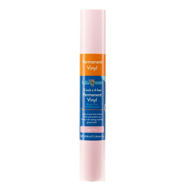 Hello Hobby 12" x 4' Light Pink Permanent Craft Vinyl Roll - Walmart.com