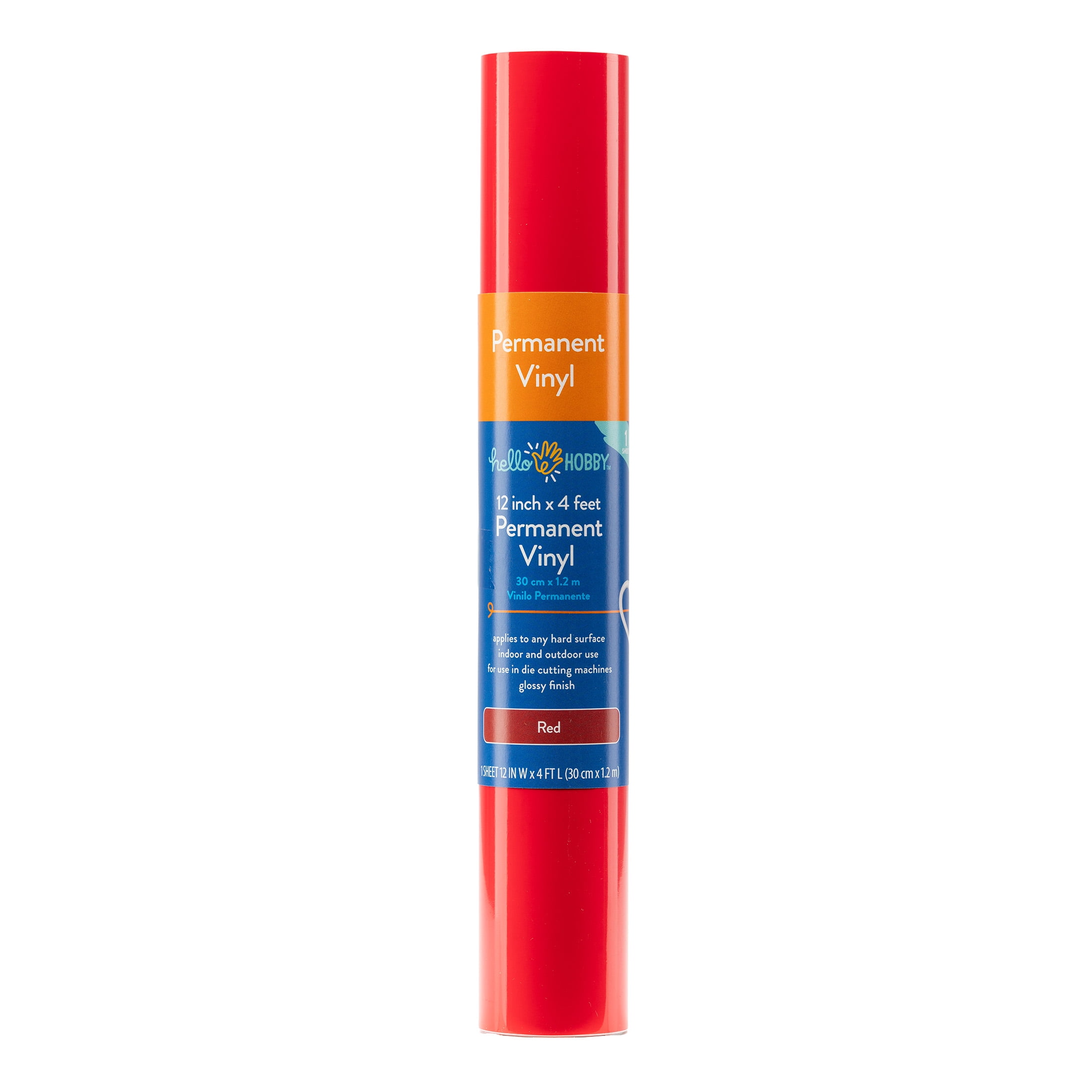 Hello Hobby 12" x 4' Red Permanent Craft Vinyl Roll - Walmart.com