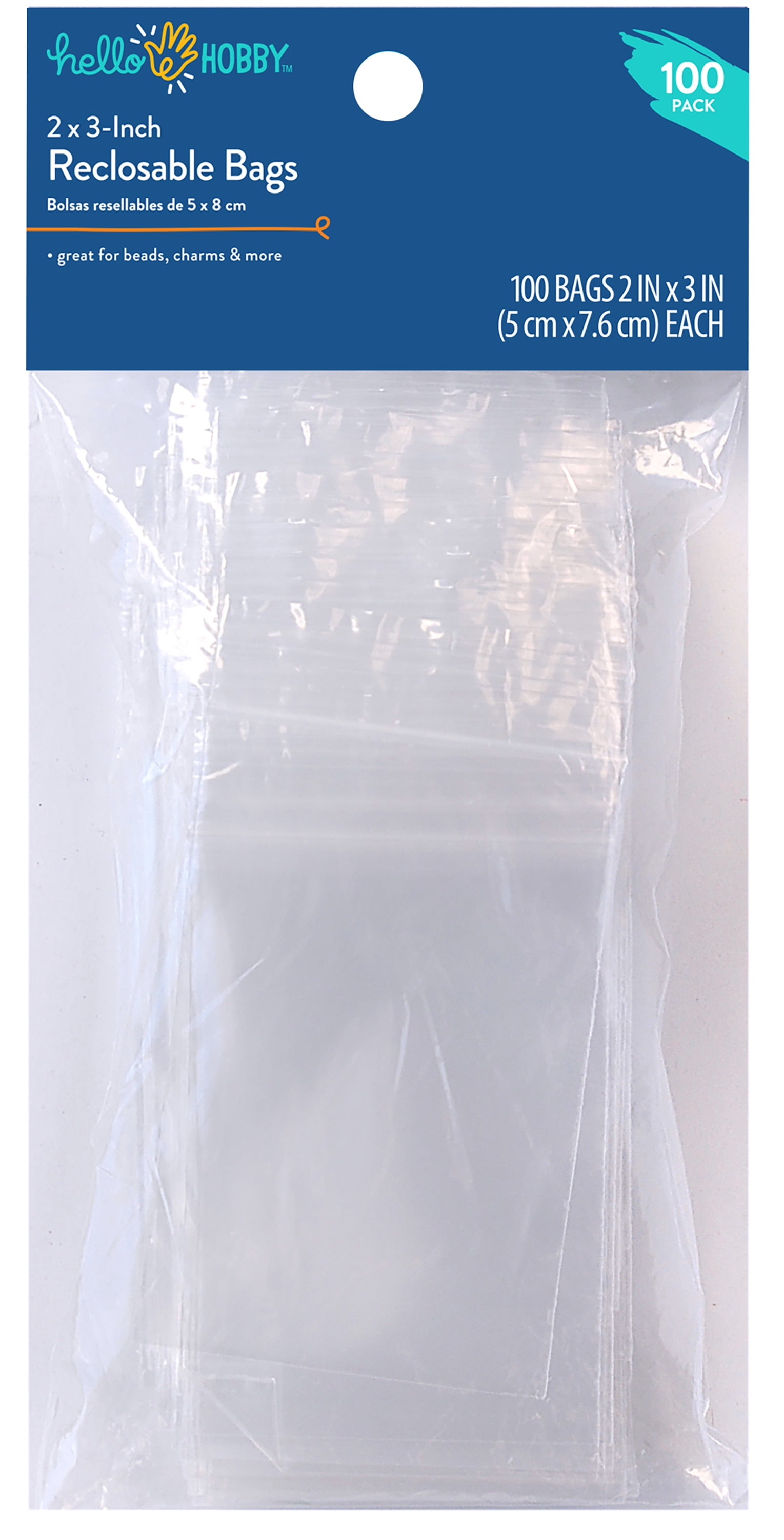 Hello Hobby 2" x 3" Reclosable Plastic Bags 100-Pack – Small Clear Zip ...