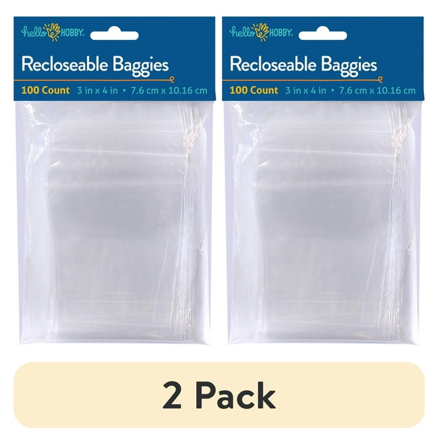 (2 pack) Hello Hobby - 3"x 4" Re-closable Plastic Bags for Jewelry and ...