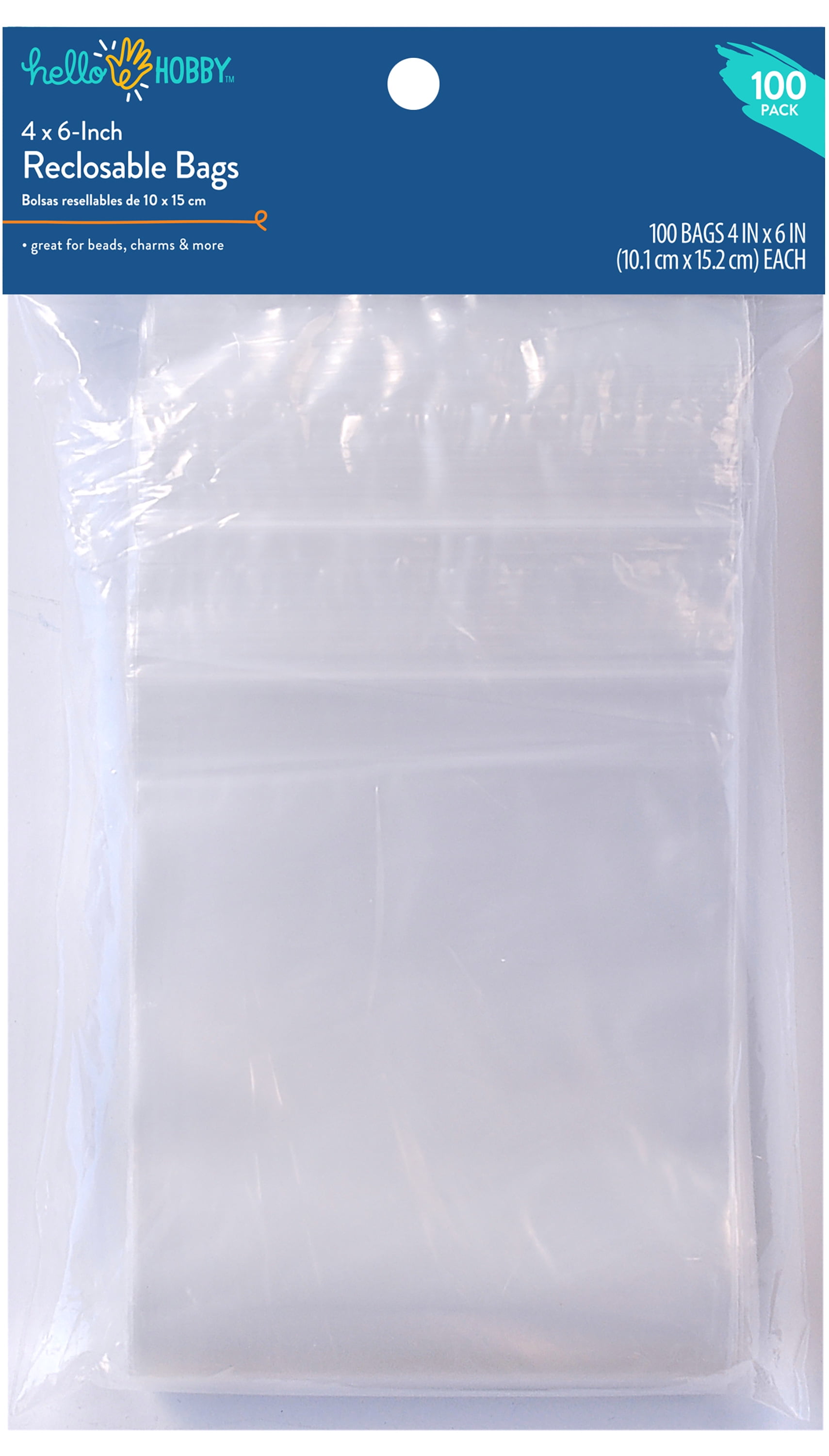 Hello Hobby 4"x 6" Reclosable Plastic Bags 100-Pack – Small Clear Zip ...