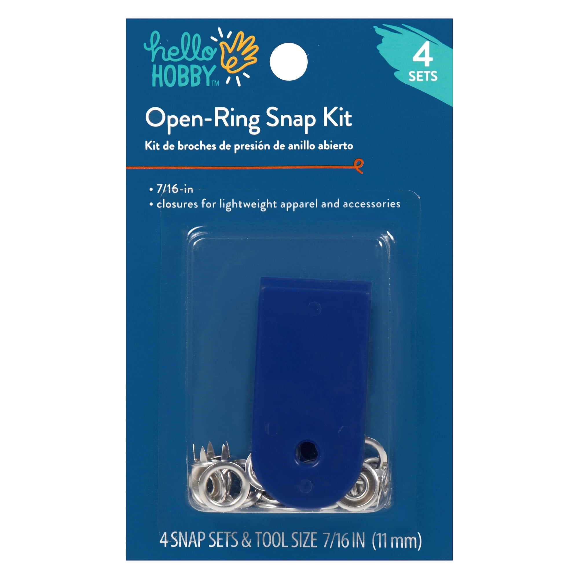 Hello Hobby 7∕16" Open-Ring Snaps & Tools Sewing Fasteners, Nickel ...