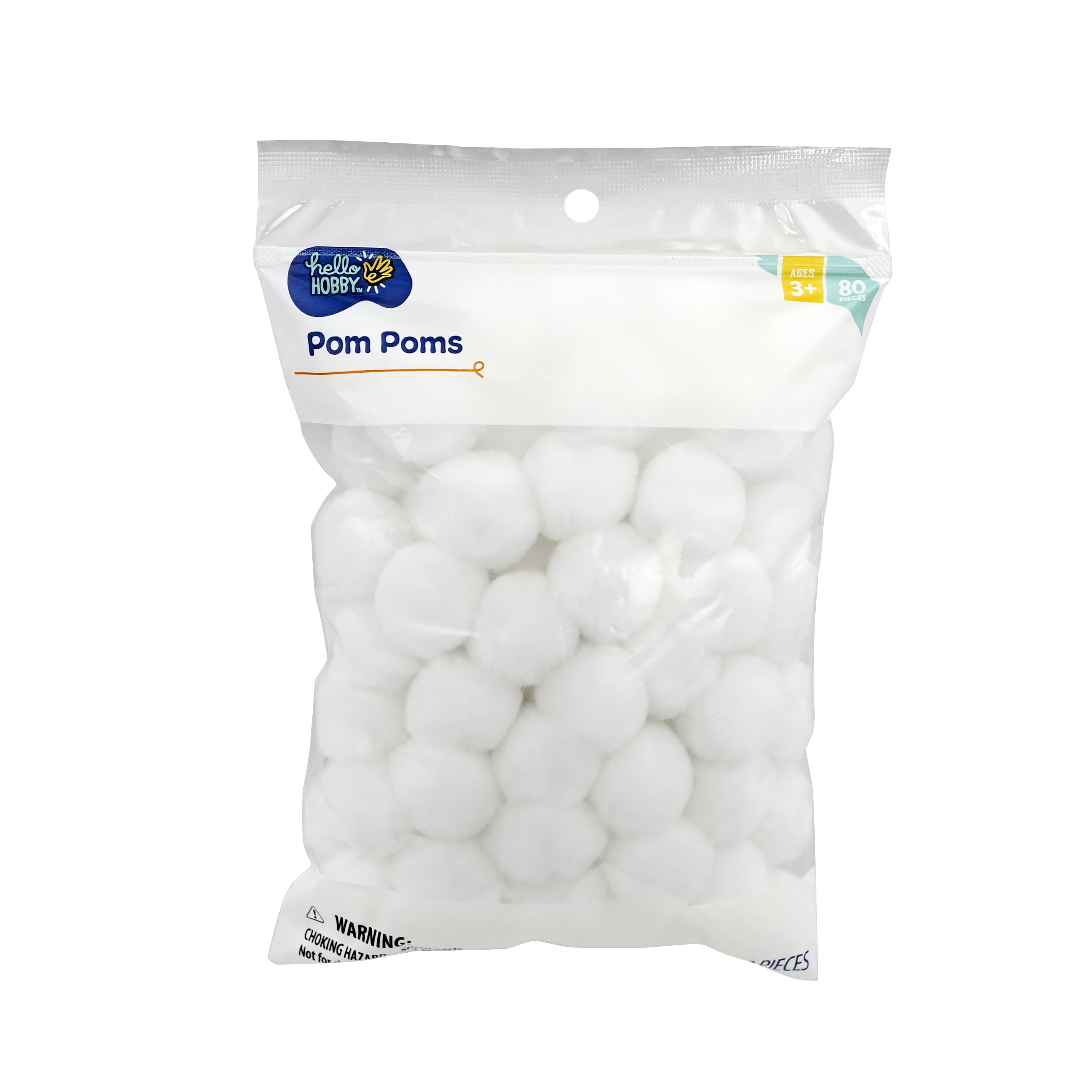 Hello Hobby 80pc 1inch White Pom Poms, Fuzzy Craft Decorations for Arts ...
