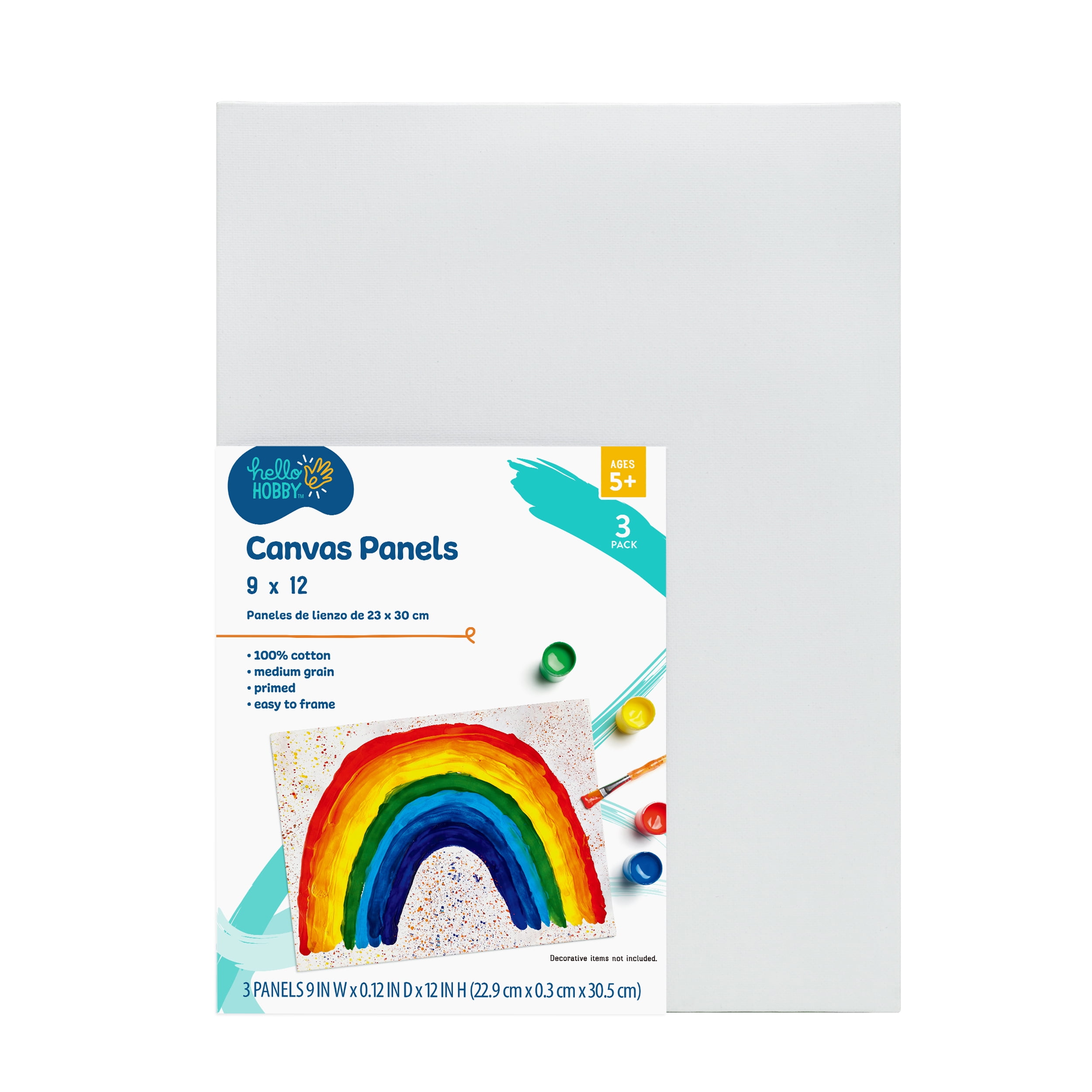 Hello Hobby 9" x 12" Canvas Panels, 3 Count - Walmart.com