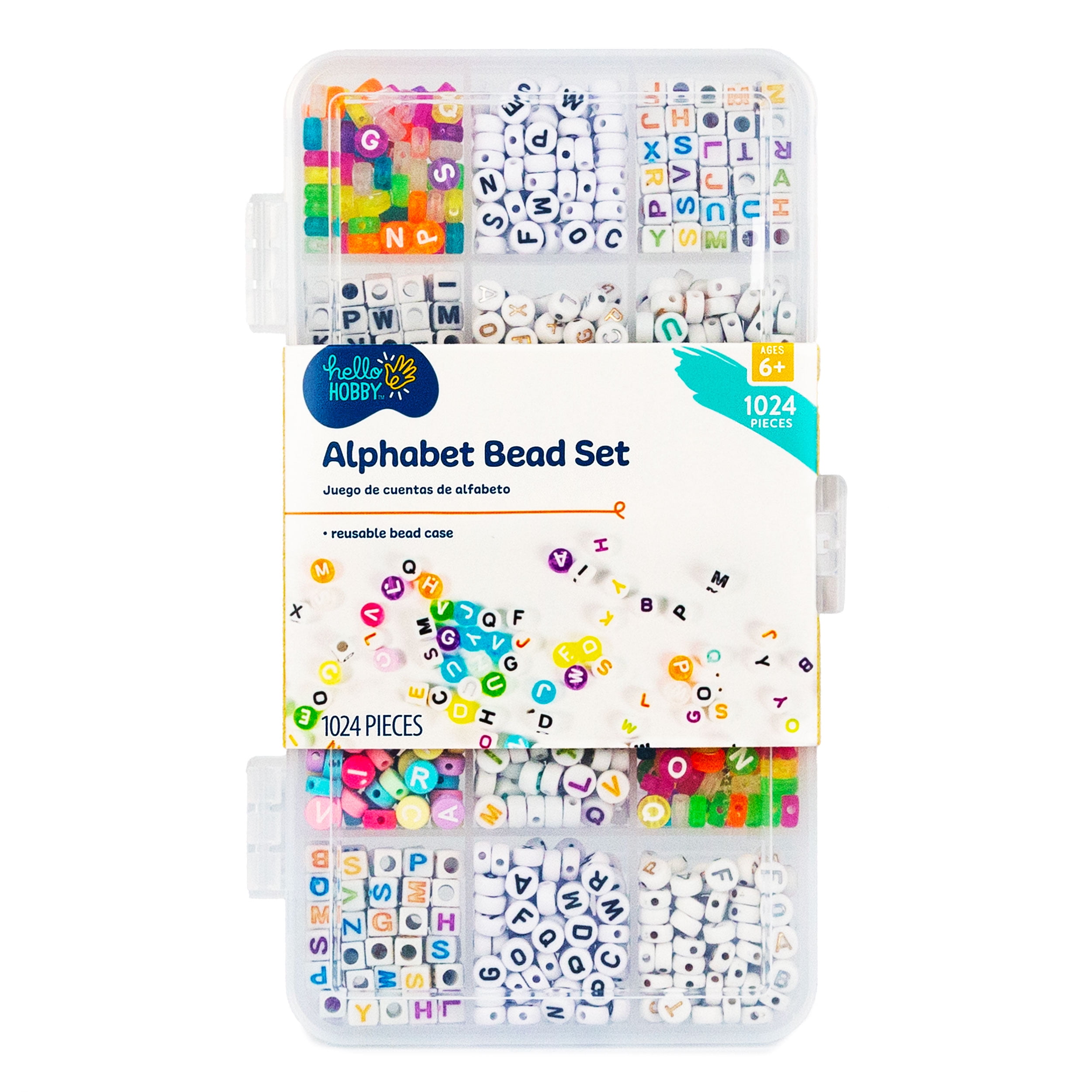 Hello Hobby Alphabet Bead Set, 1024 Beads, Black White Rainbow Colors ...