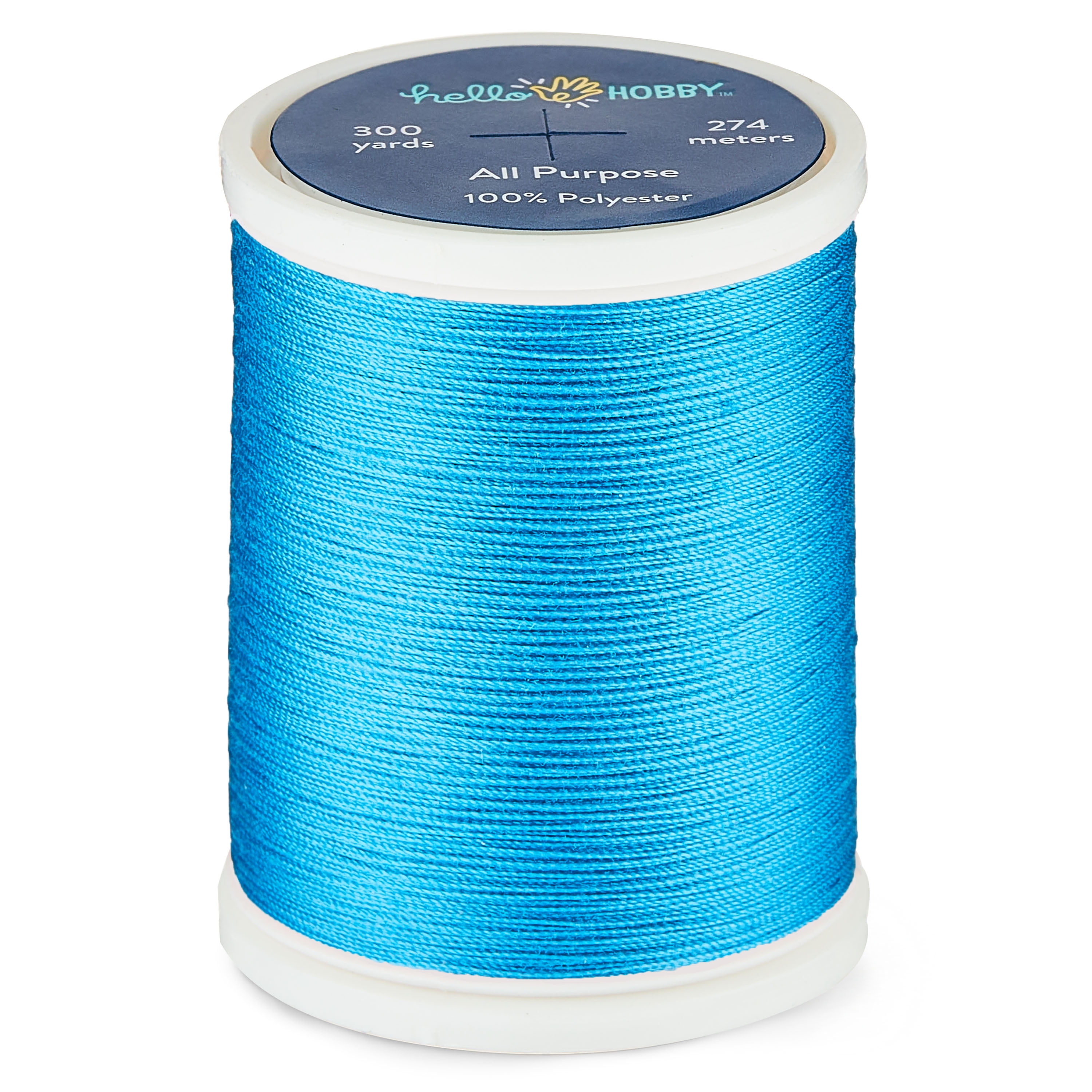 Hello Hobby Aqua Blue 100% Polyester All Purpose Thread, 300 Yards ...