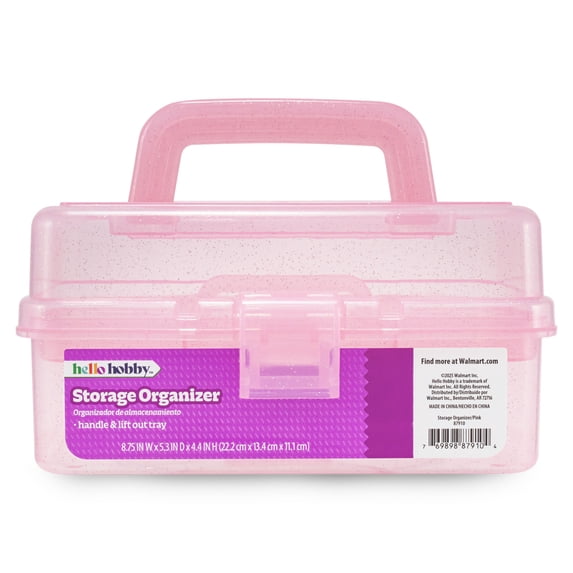 Hello Hobby Pink Glitter Art and Craft Storage Case with Lift Out Tray ...