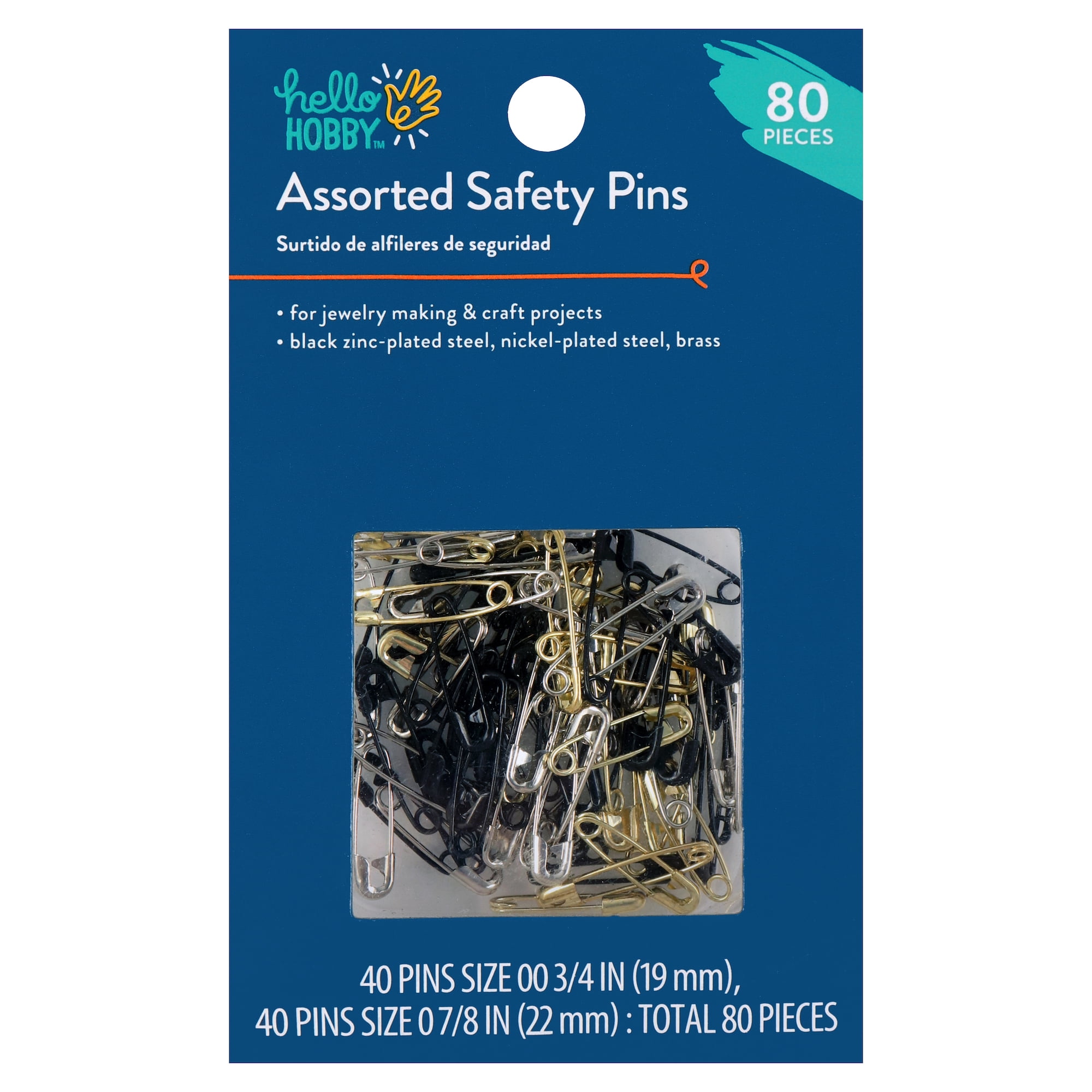 Hello Hobby Assorted Safety Pins Set of 80 with Varying Sizes and ...