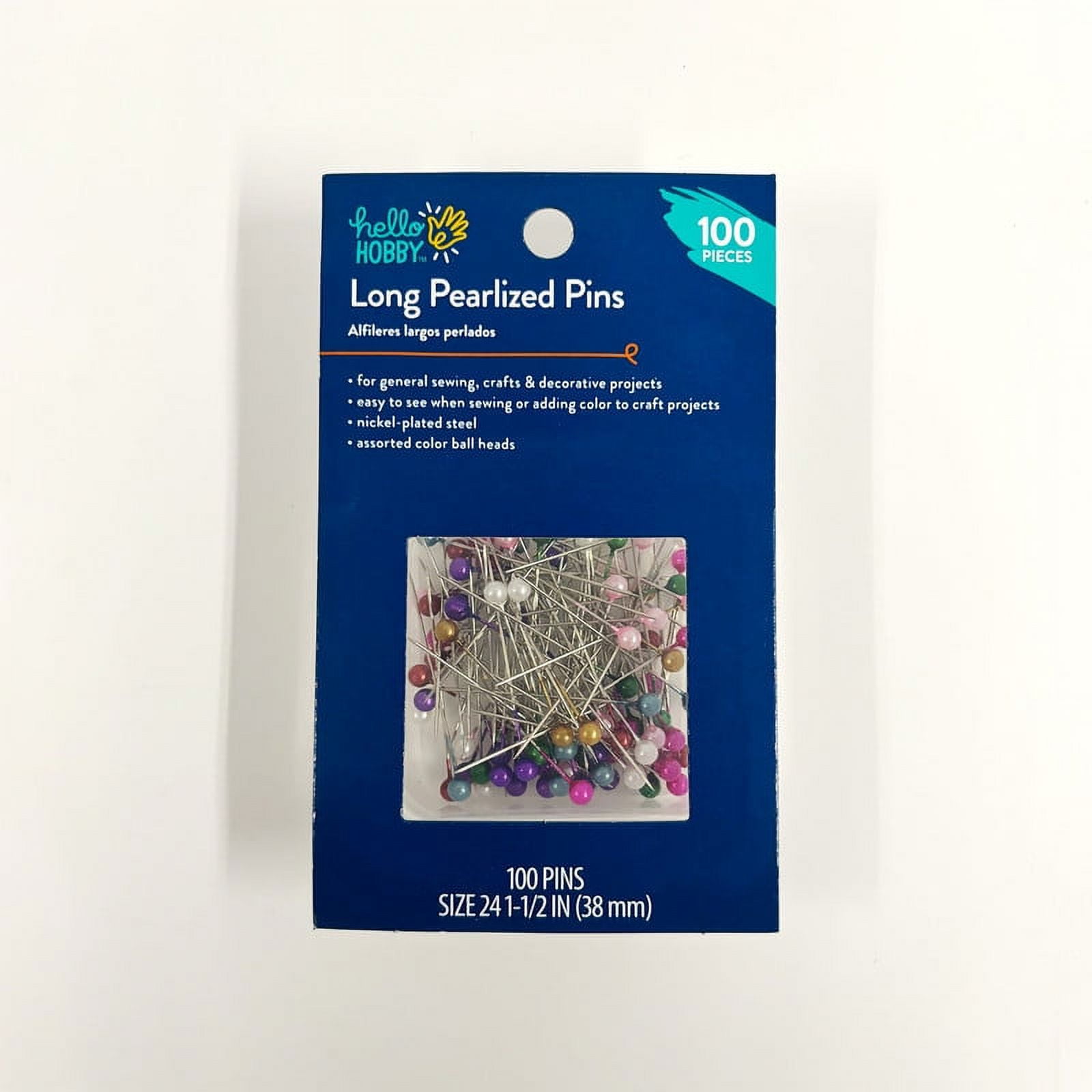 Hello Hobby Pearlized Assorted Color Pins 100 Count Size 24, 1-1/2 inch ...