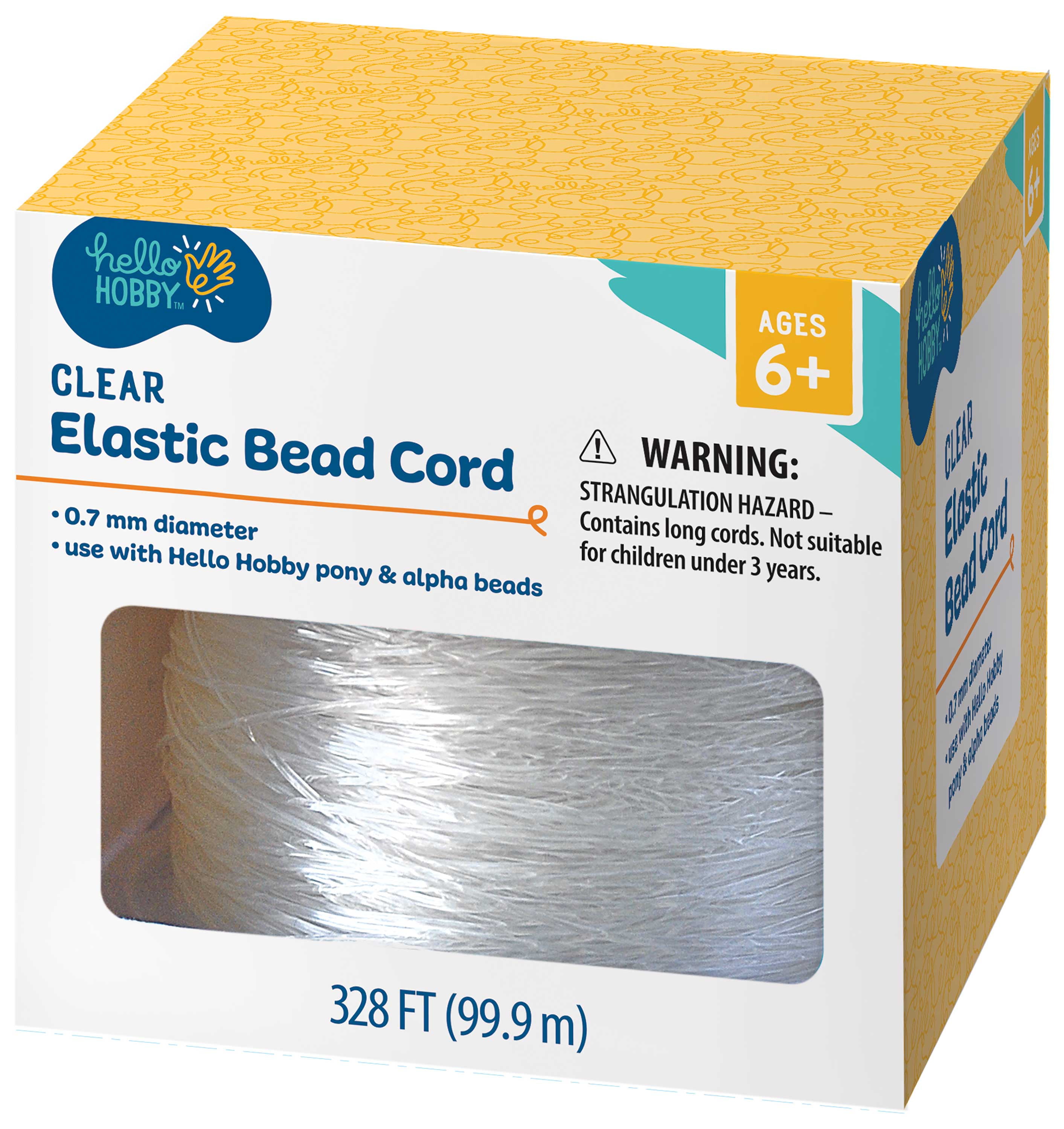 Hello Hobby Elastic Bead Stretch Cord, 0.7mm Clear, 328 ft, for Jewelry ...