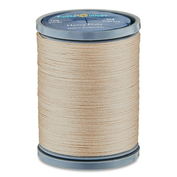 Hello Hobby Heavy Duty Polyester Thread Beige 125 Yards for Sewing Fabric and Upholstery ...