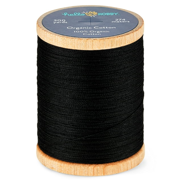 Hello Hobby Black 100% Organic Cotton All Purpose Thread, 300 Yards ...