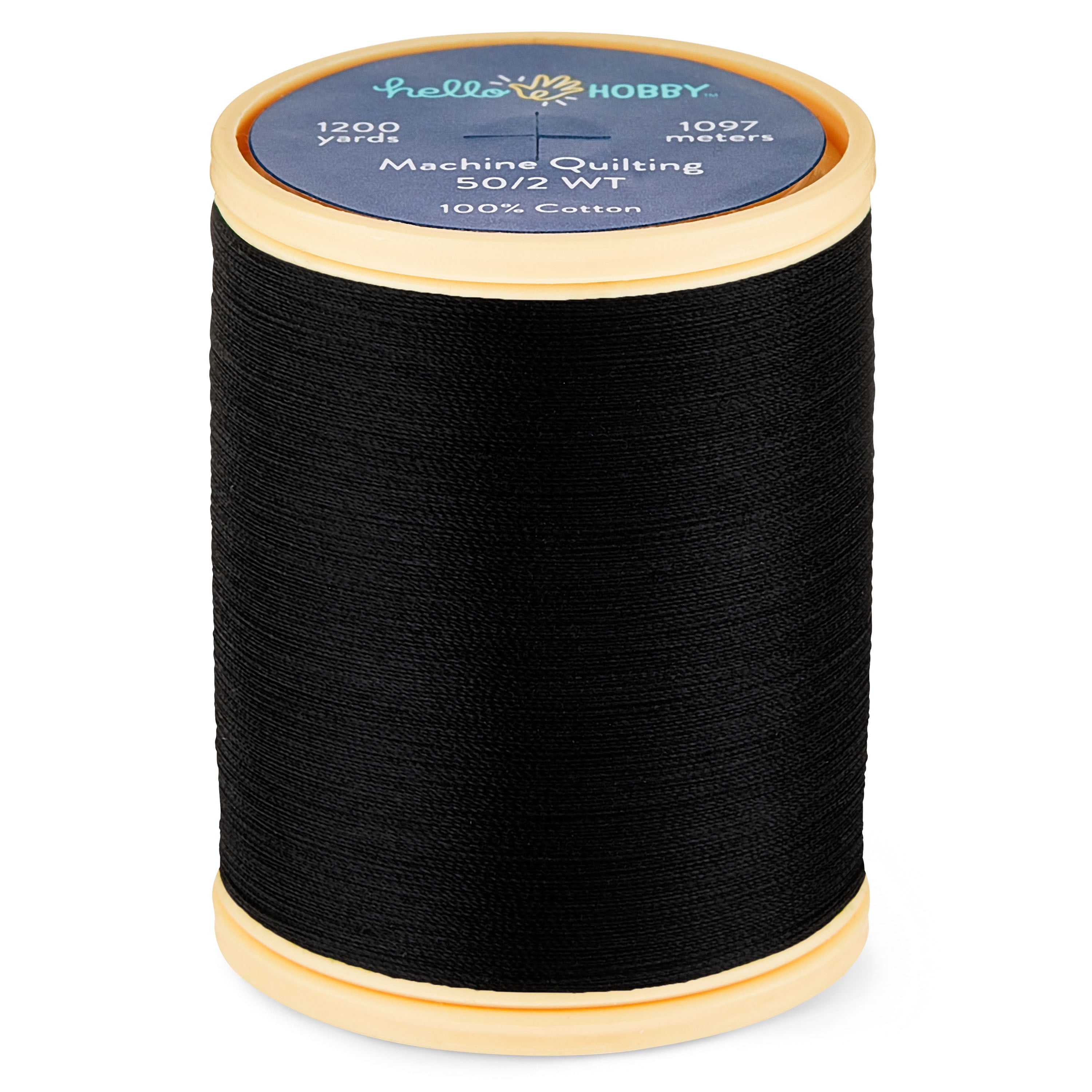 Hello Hobby Black 100% Pima Cotton Quilting Thread, 50/2 WT, 1200 Yards ...