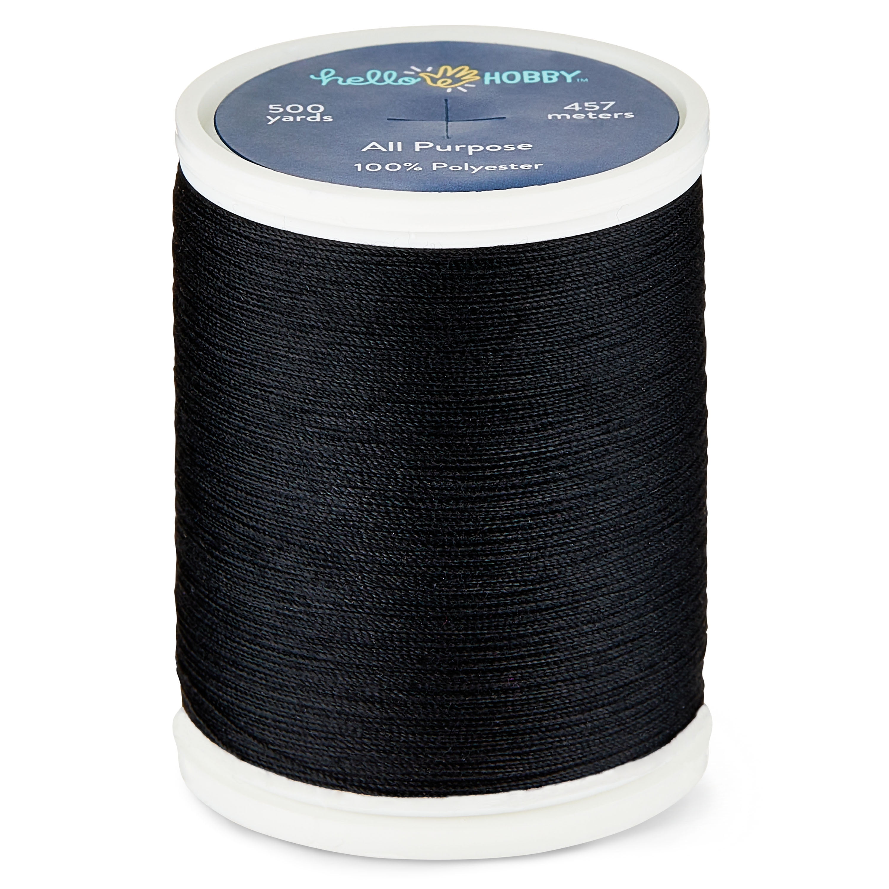 Hello Hobby All Purpose Black Polyester Sewing Thread 500 Yards for ...