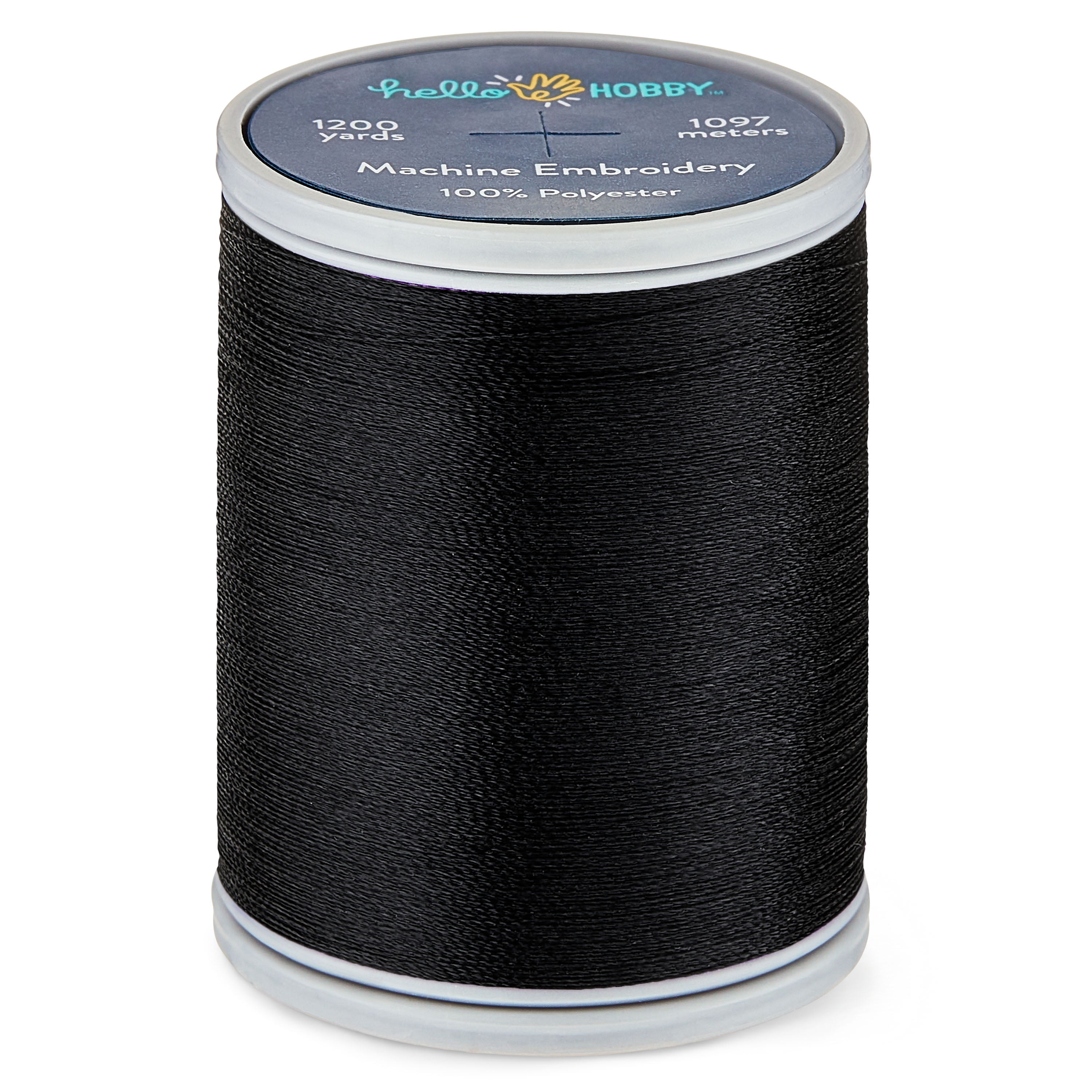 Hello Hobby Black Machine Embroidery Thread, 100% Polyester, 40 WT ...