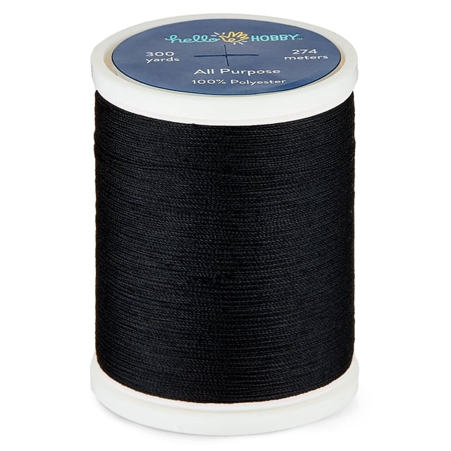 Hello Hobby Black 400 100% Polyester All Purpose Thread, 300 Yards ...