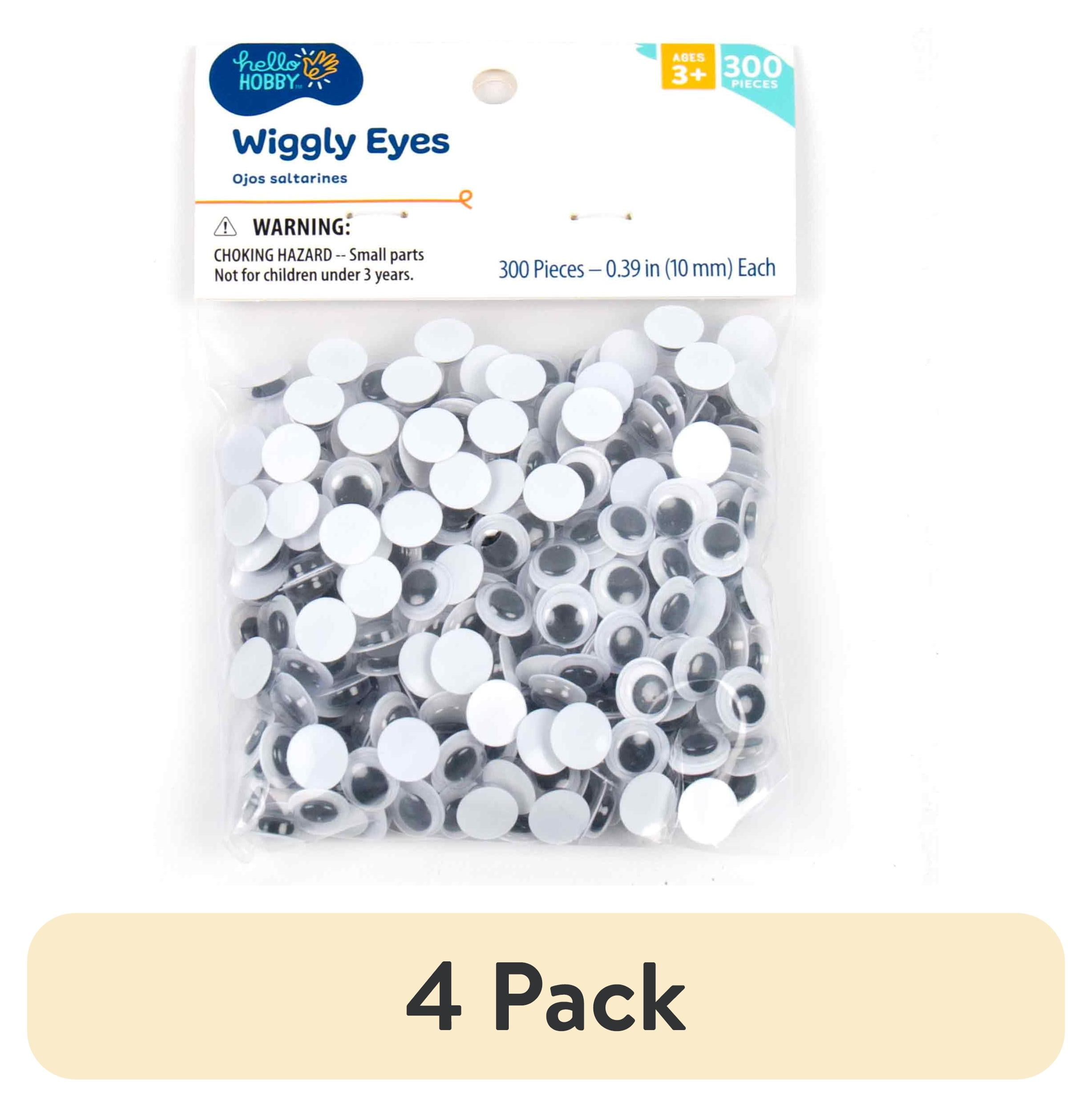 (4 pack) Hello Hobby Black and White Plastic Wiggly Eyes, 300-Pack ...