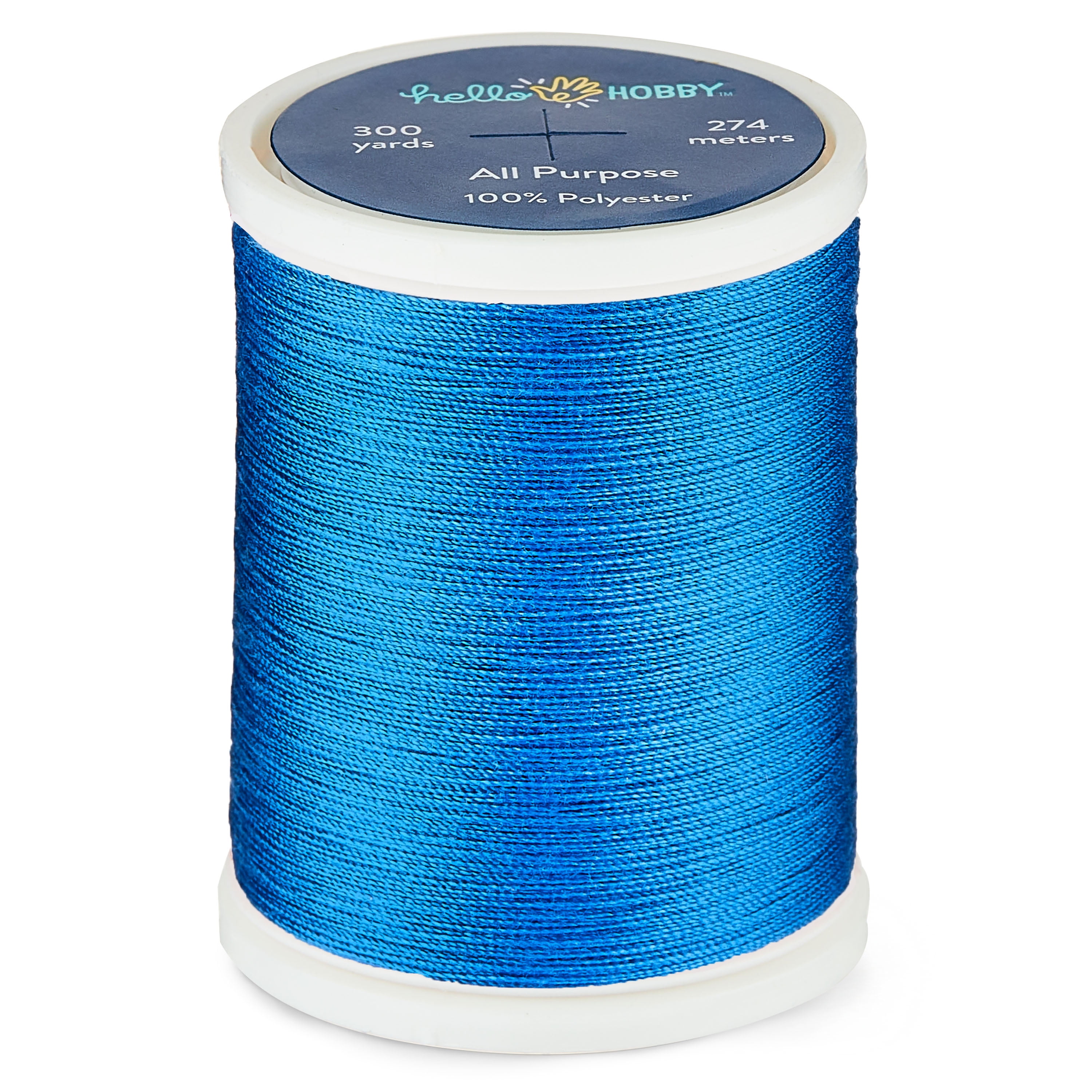 Hello Hobby Bright Blue 100% Polyester All Purpose Thread, 300 Yards ...