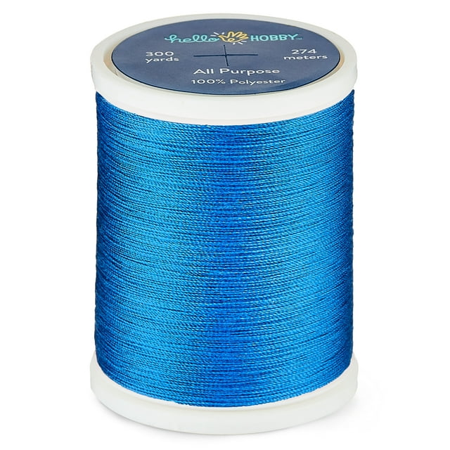 Hello Hobby Bright Blue 100% Polyester All Purpose Thread, 300 Yards ...