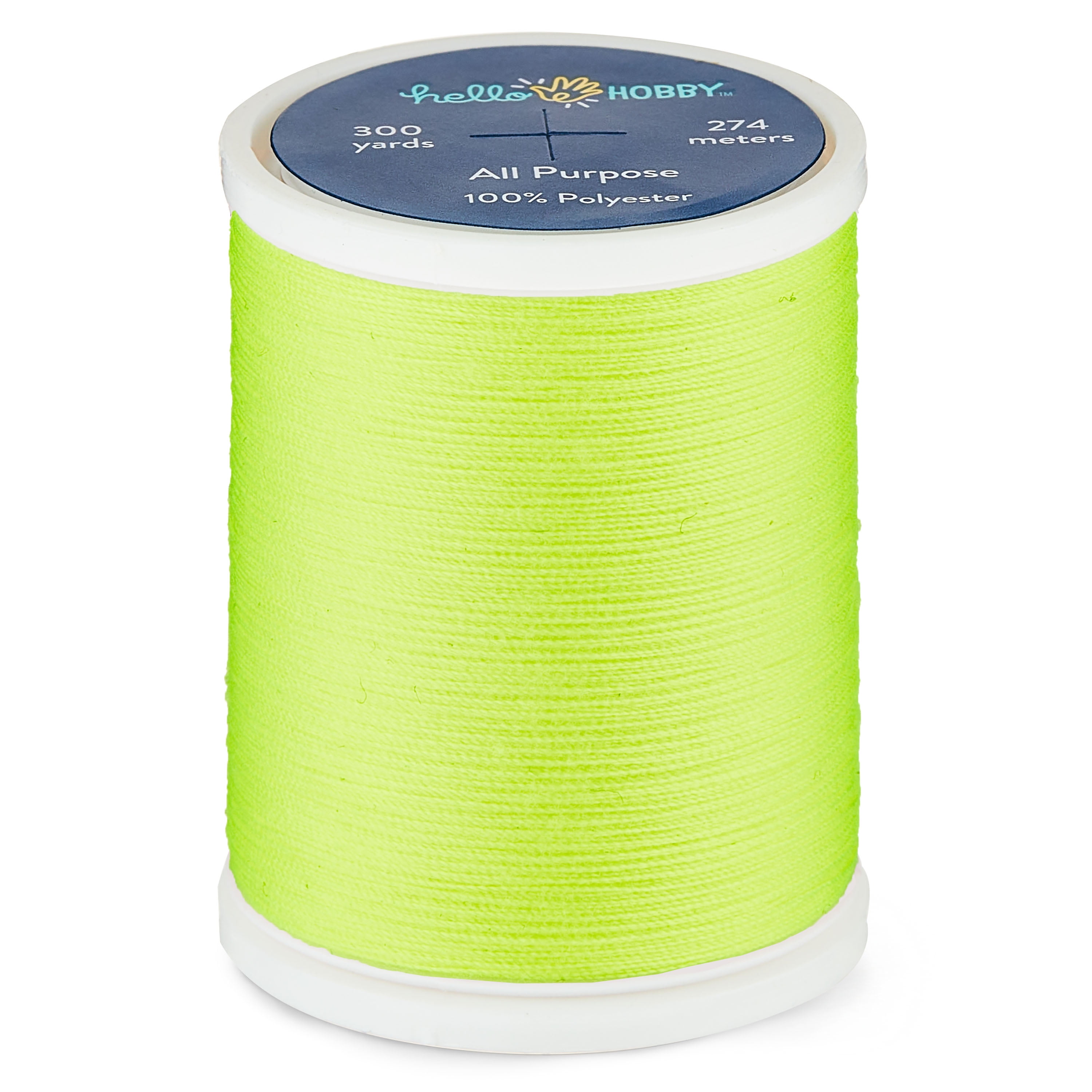 Hello Hobby Bright Yellow Green 100% Polyester All Purpose Thread, 300 ...