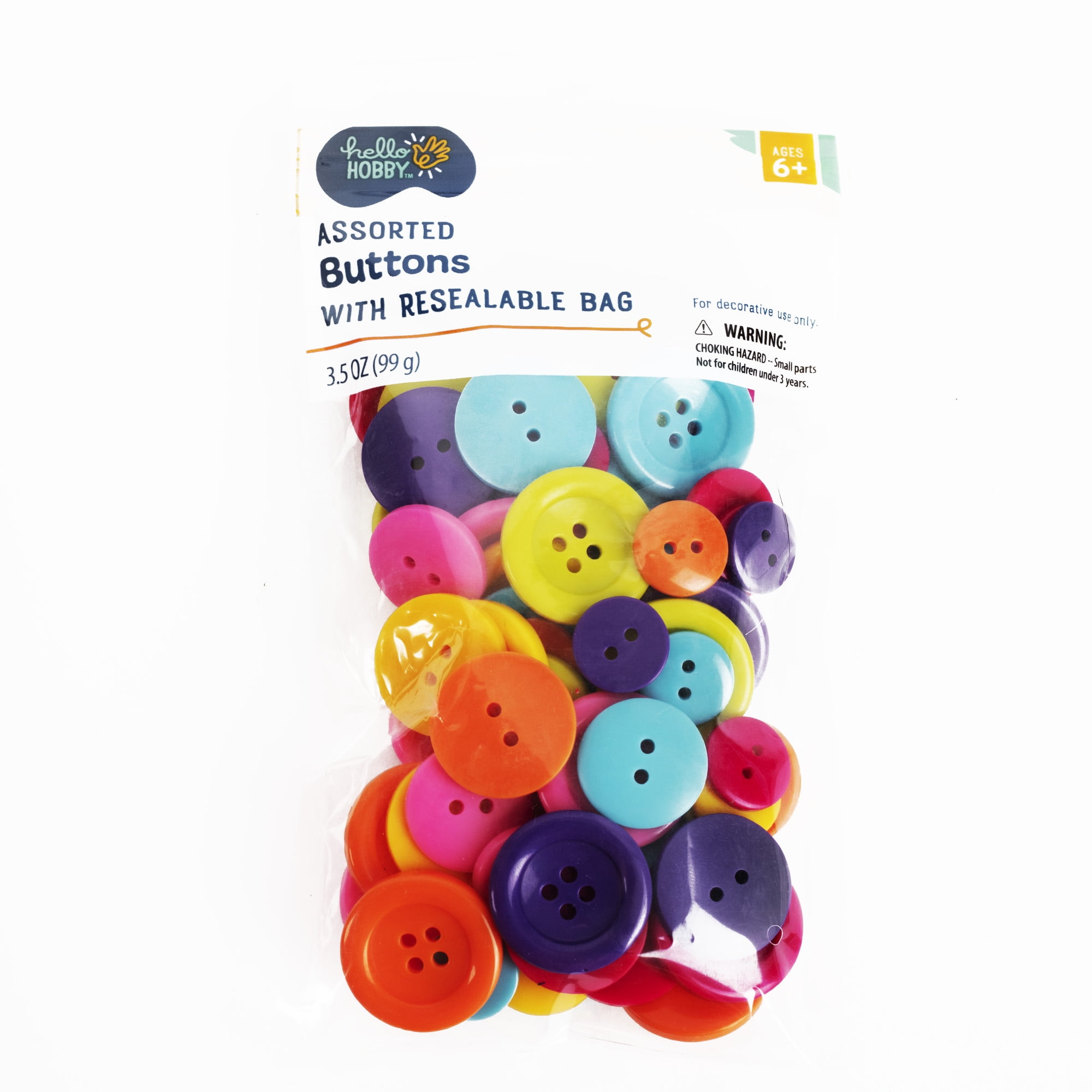 Hello Hobby Button Bead Mix, for Child Crafts, Asst Colors and Sizes ...