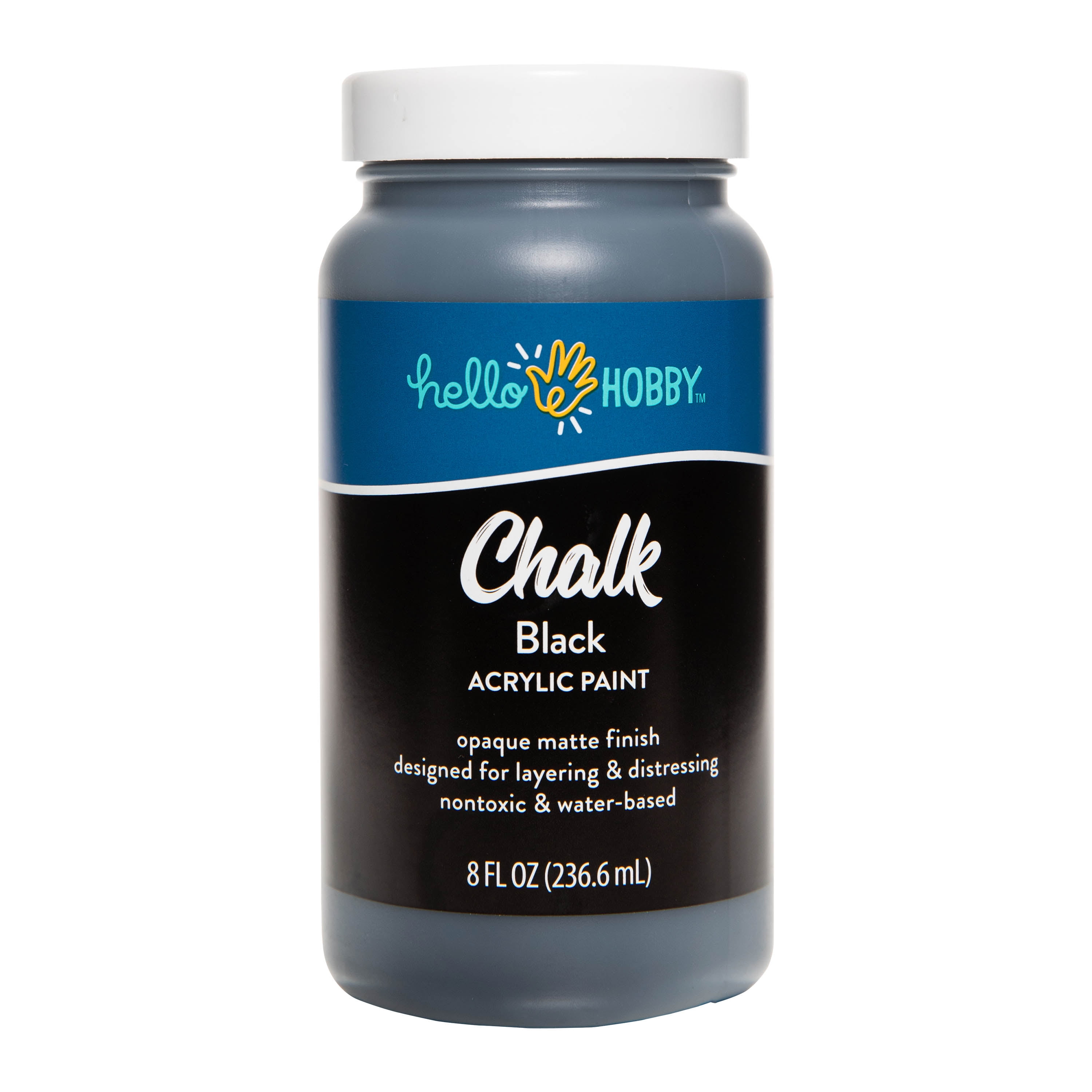 Hello Hobby Chalk Acrylic Paint, Ultra Matte, Black, 8 fl oz #40547 ...