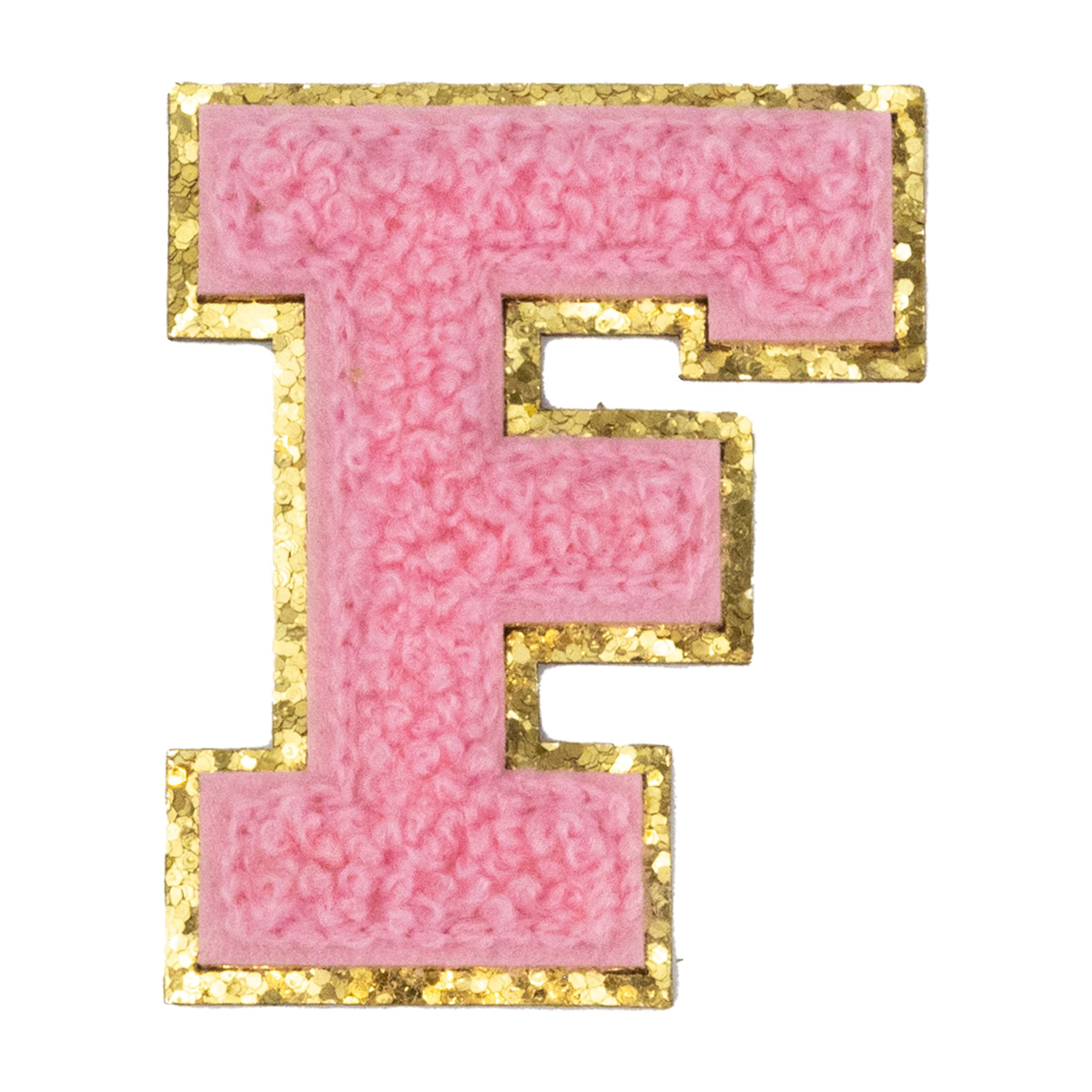 Hello Hobby Pink Chenille Patch 2.2 inch Glitter Embroidered DIY ...