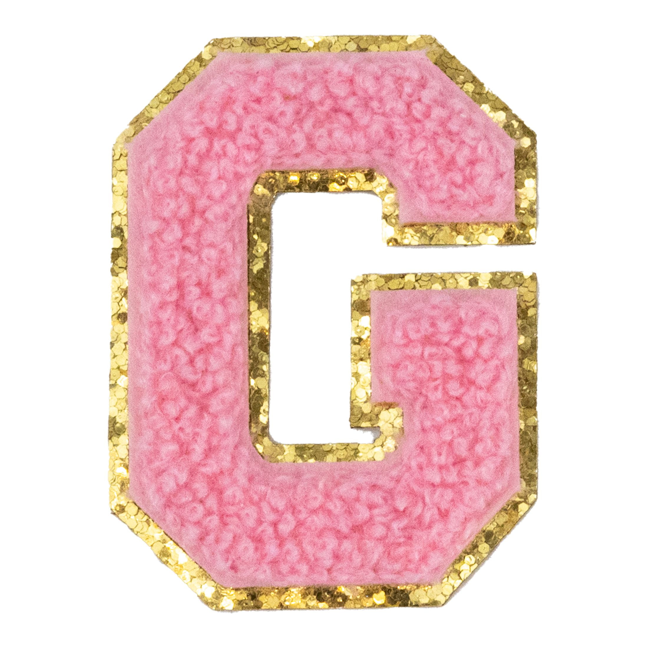 Hello Hobby Pink Chenille Patch Glitter Embroidered Self-Adhesive and ...
