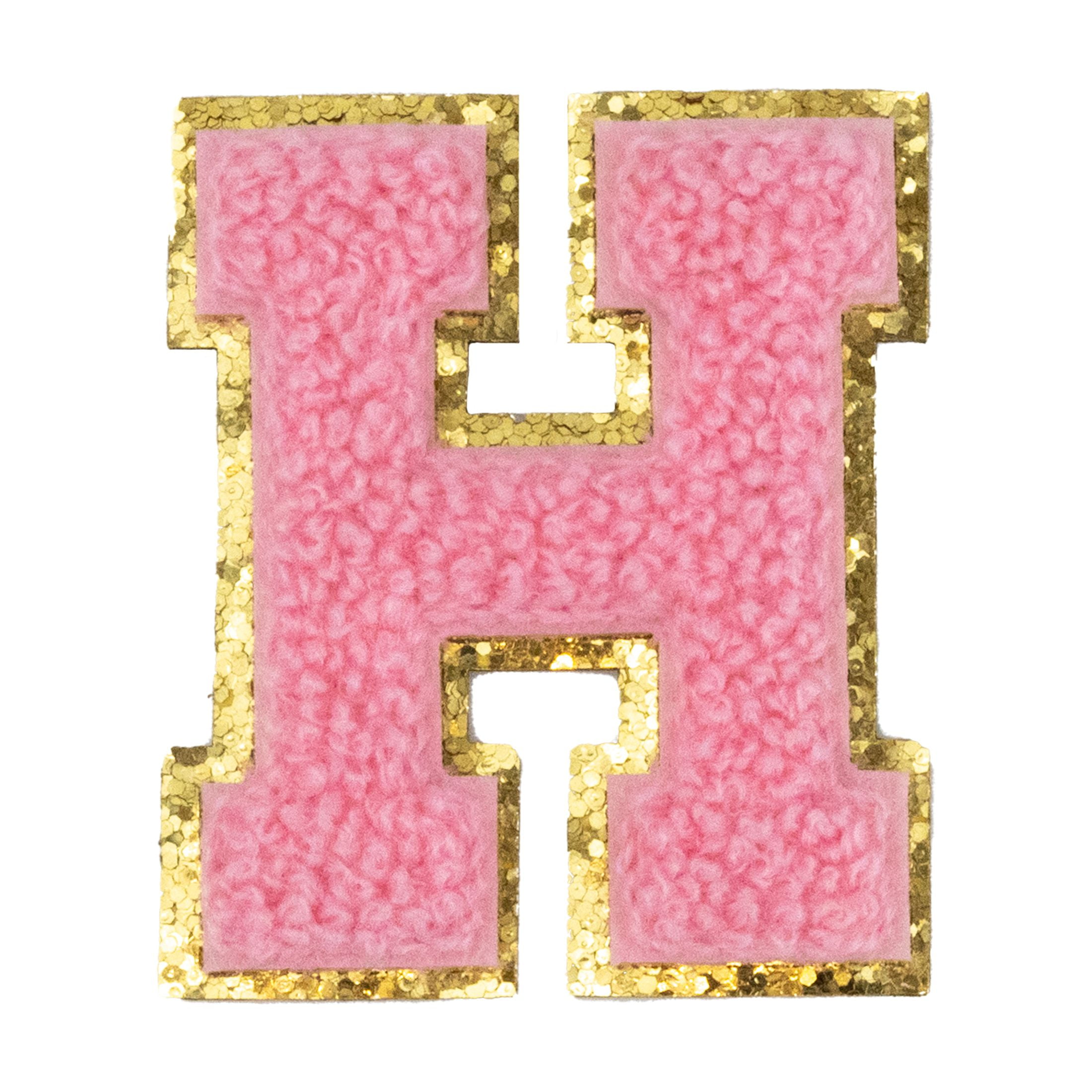 Hello Hobby Pink Chenille Patch with Glitter Embroidered Alphabet and ...