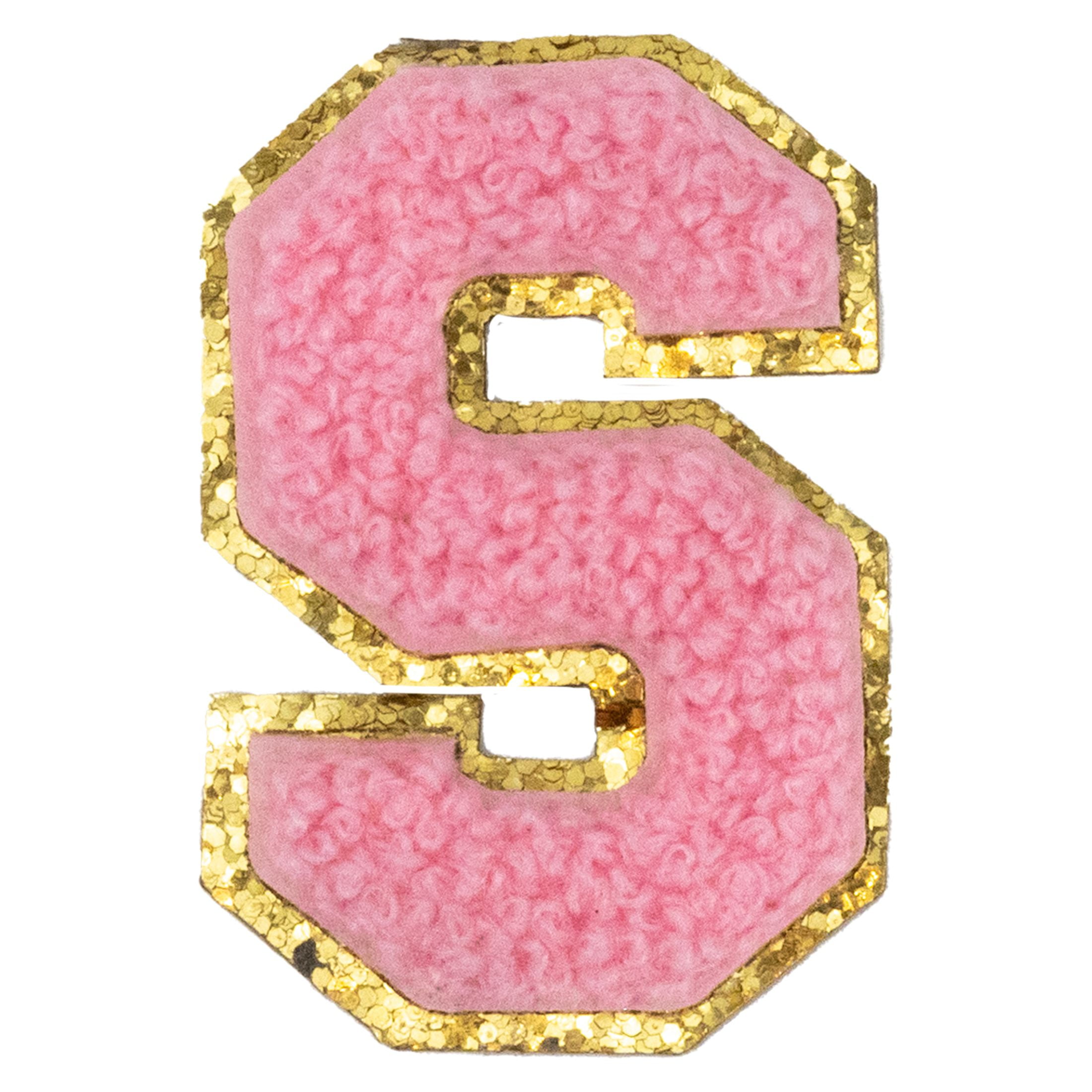 Hello Hobby Pink Chenille Patch Self-Adhesive Glitter Embroidered ...