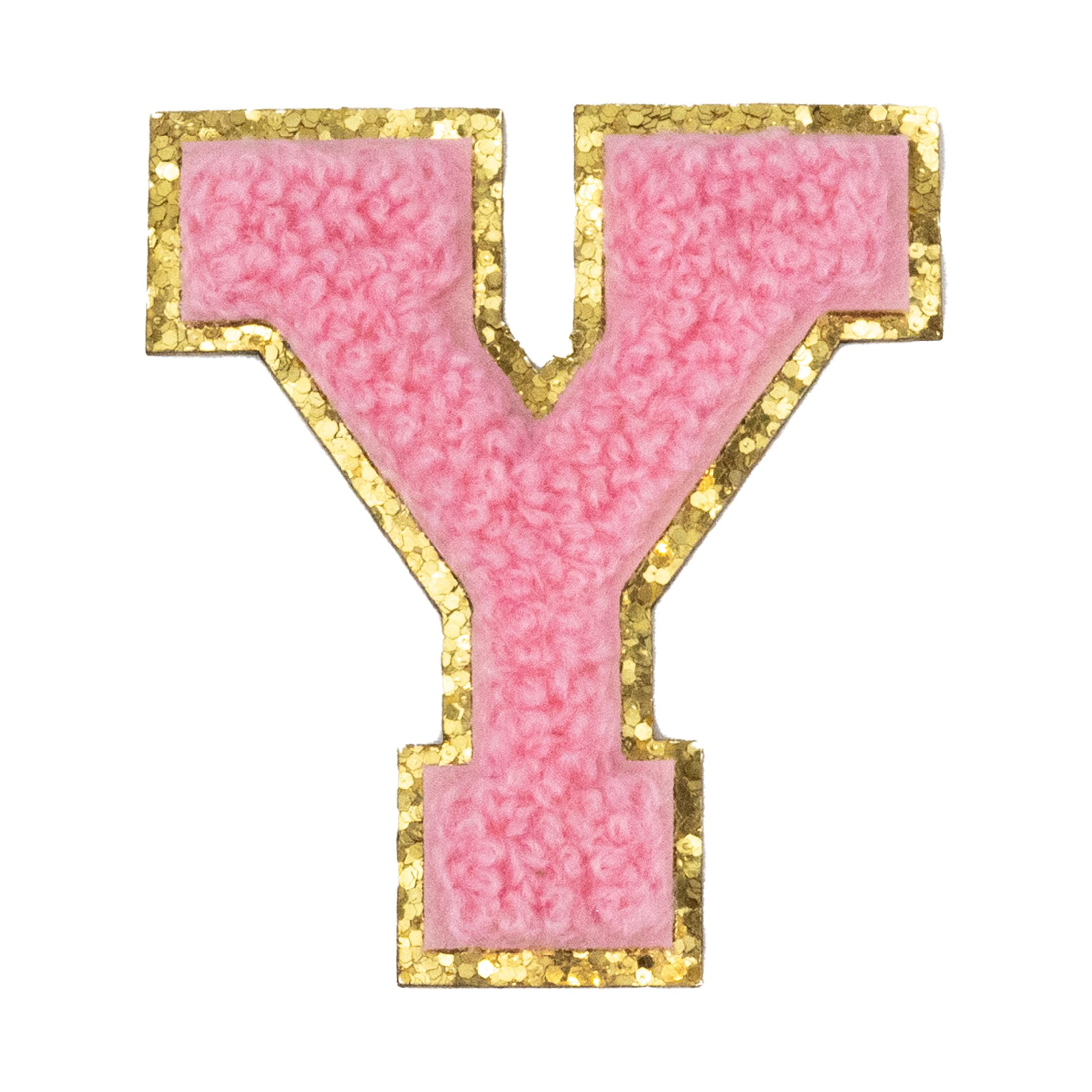 Hello Hobby Pink Chenille Patch Self-Adhesive Glitter Embroidered 2.2in ...