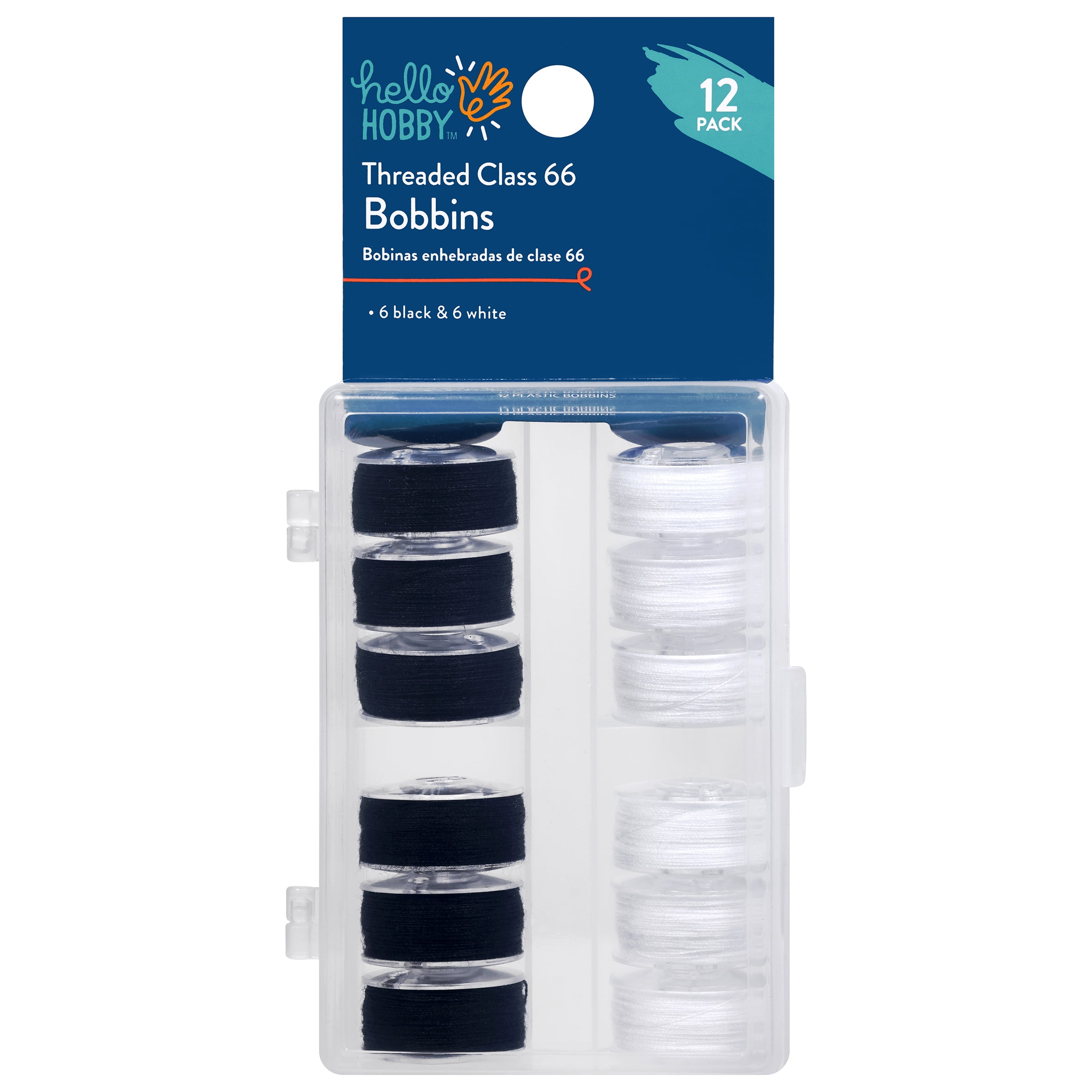 Hello Hobby Class 66 Black & White Threaded Bobbins in Plastic Storage ...