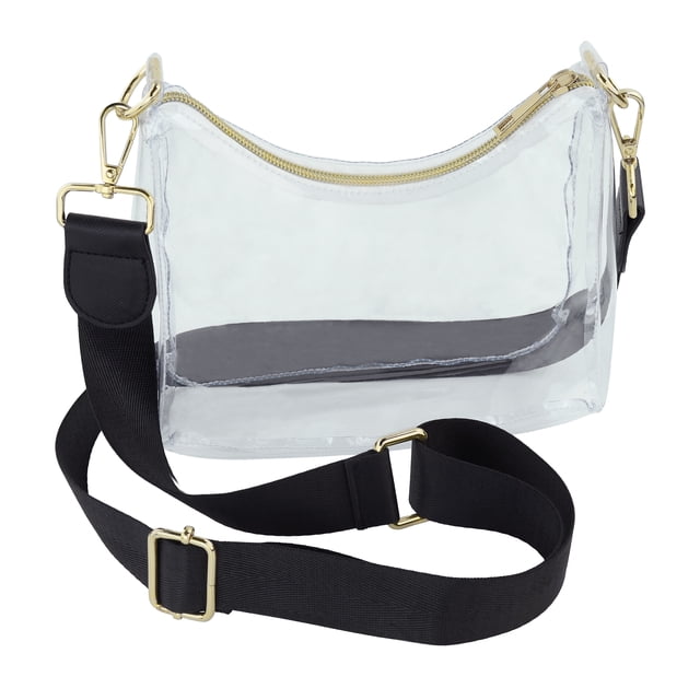 Hello Hobby Clear Crossbody Handbag with Gold Zipper and Adjustable ...