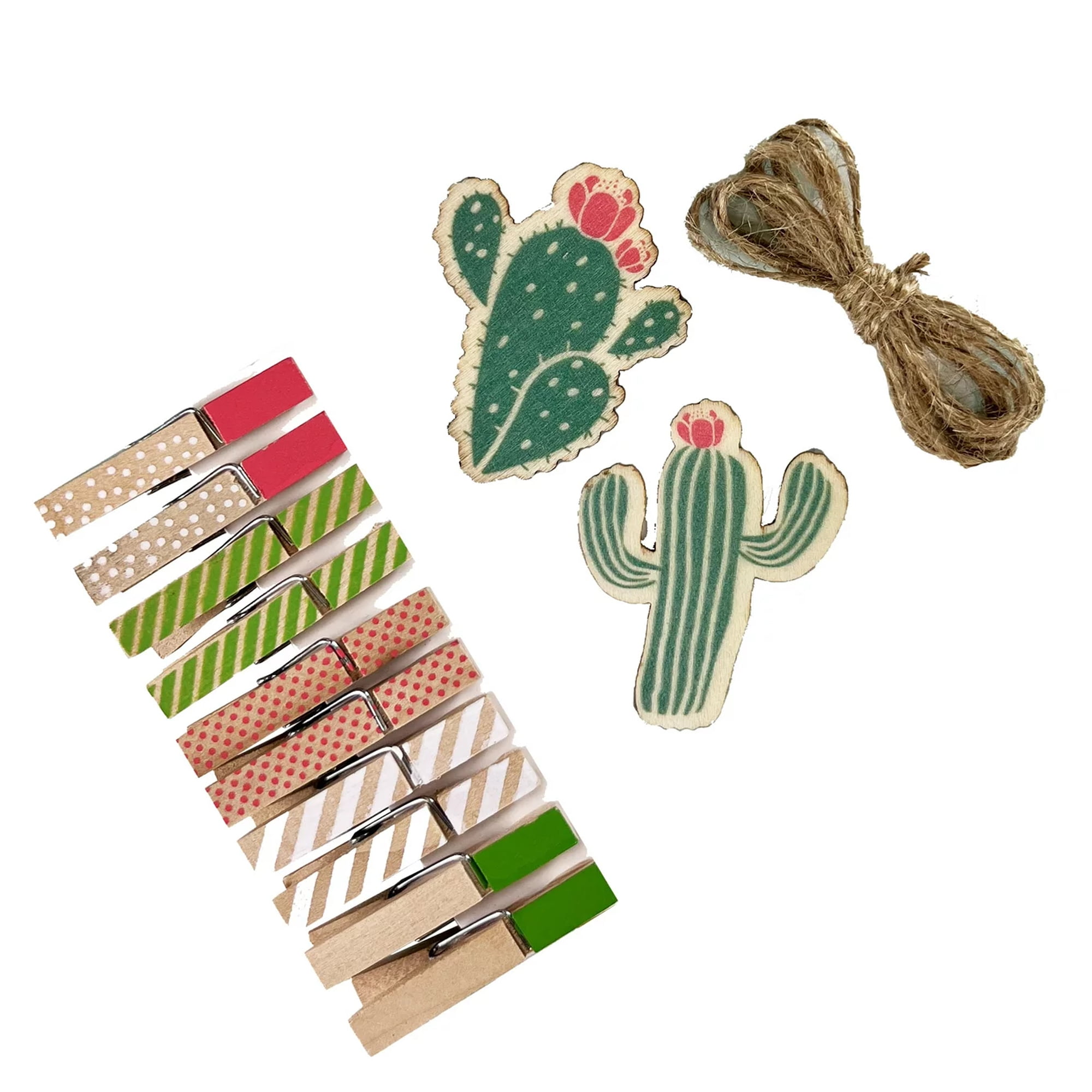 Hello Hobby Clothespin Set Green Cactus, 13 Pieces - Walmart.com