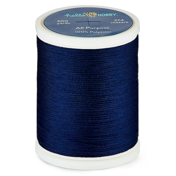 Hello Hobby Dark Blue 100% Polyester All Purpose Thread, 300 Yards for ...