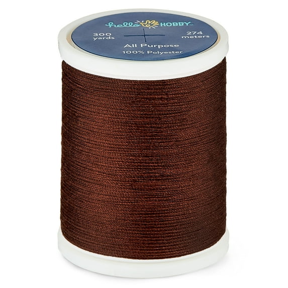 Hello Hobby Darkish Brown 100% Polyester All Purpose Sewing Thread, 300 Yards - Walmart.com