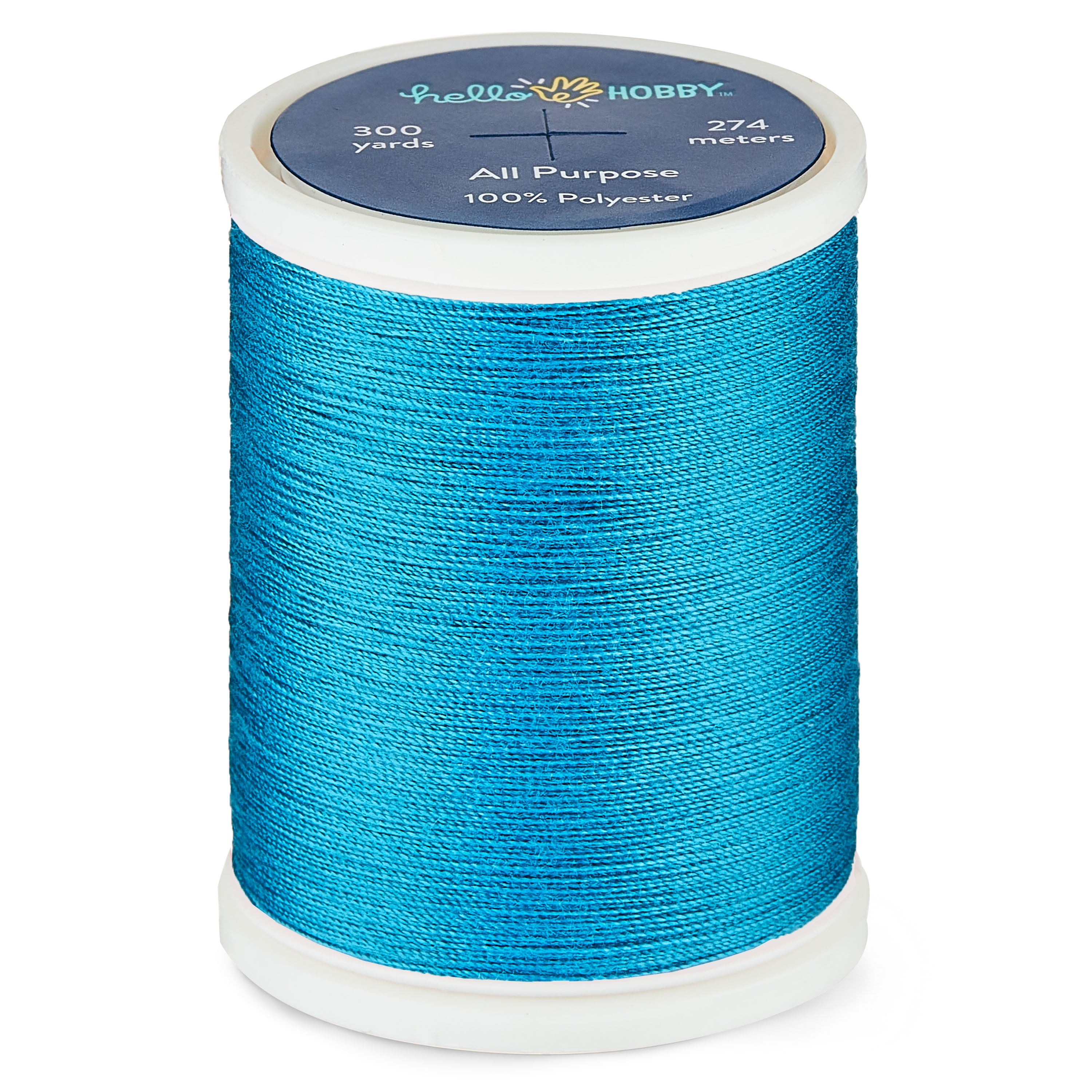 Hello Hobby Deep Aqua Blue 100% Polyester All Purpose Thread, 300 Yards ...