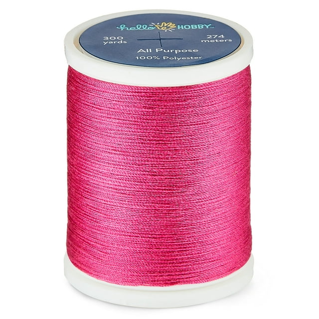 Hello Hobby Deep Fuchsia Pink 100% Polyester All Purpose Thread, 300 ...
