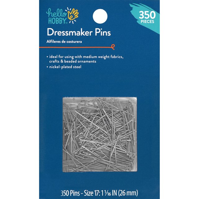 Hello Hobby Dressmaker Size 17 Steel Silver Pins (350 Count) - Walmart.com