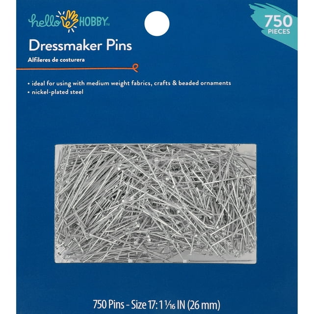 Hello Hobby Dressmaker Steel Silver Pins, Size 17, 750 Count - Walmart.com