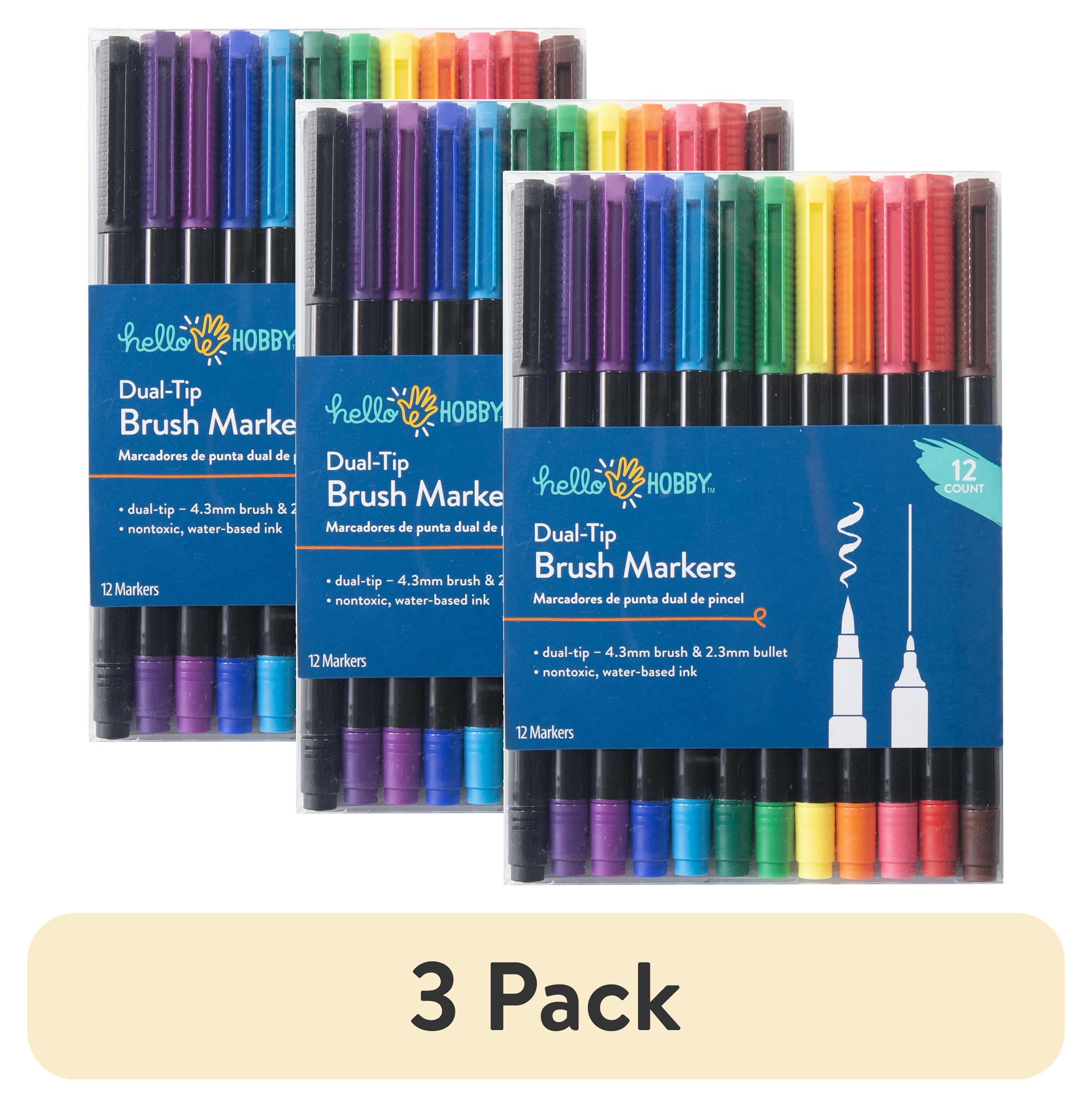 (3 pack) Hello Hobby Dual Tip Brush Marker & Fineliner for adult ...