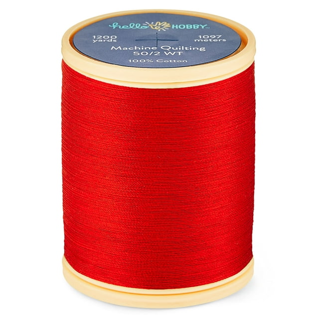 Hello Hobby Fiery Red 100% Pima Cotton Quilting Thread, 50/2 WT, 1200 ...